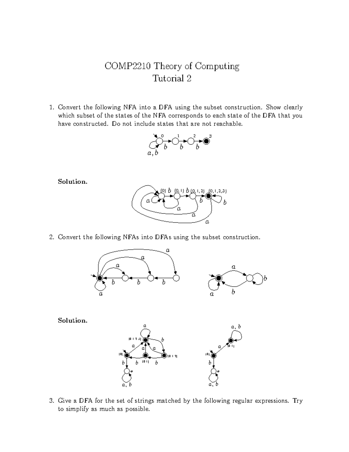 Tutorial 2solutions - COMP2210 Theory of Computing Tutorial 2 1 ...