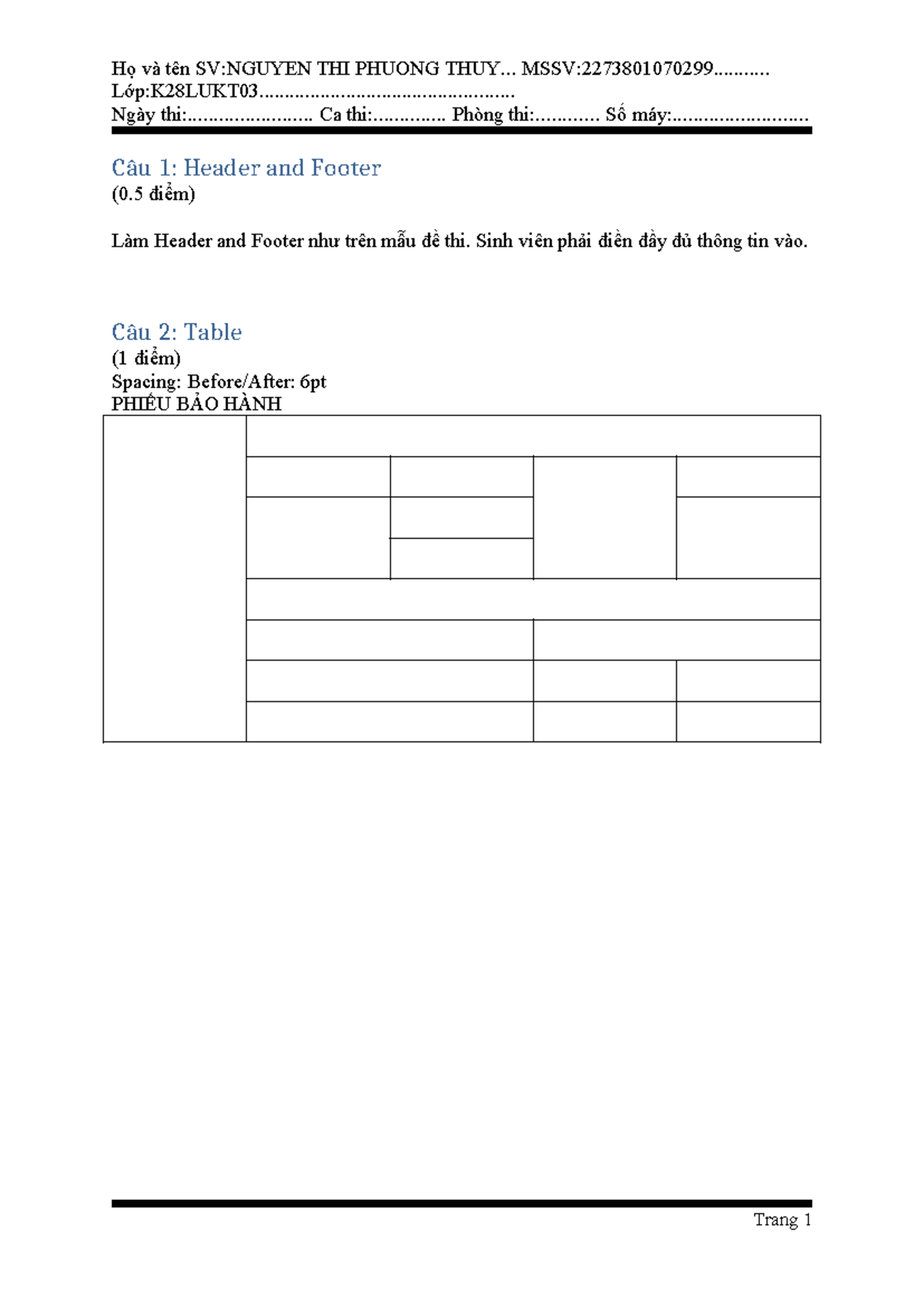 DU LIEU THO 01 - Đề ôn tập word - Kỹ năng tin học văn phòng - Họ và tên SV:NGUYEN THI PHUONG ...