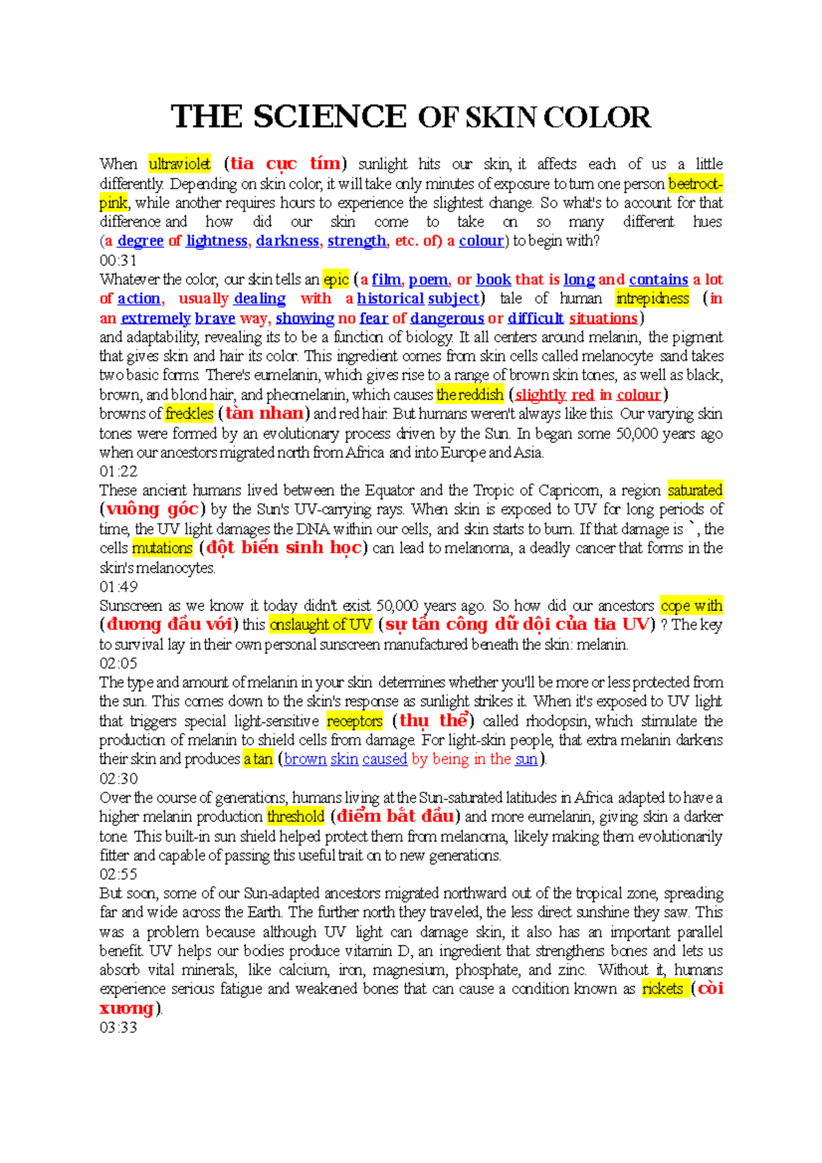 THE Science OF SKIN Color - THE SCIENCE OF SKIN COLOR When ultraviolet ...