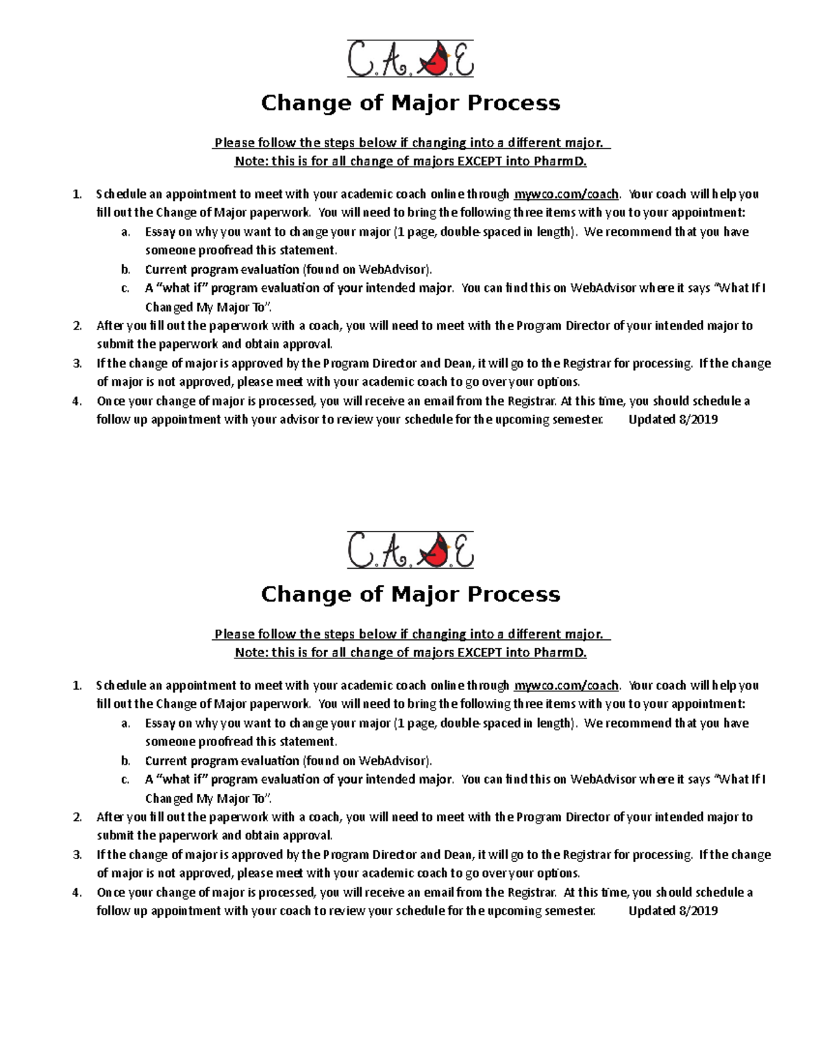 Change of Major Process - Studocu