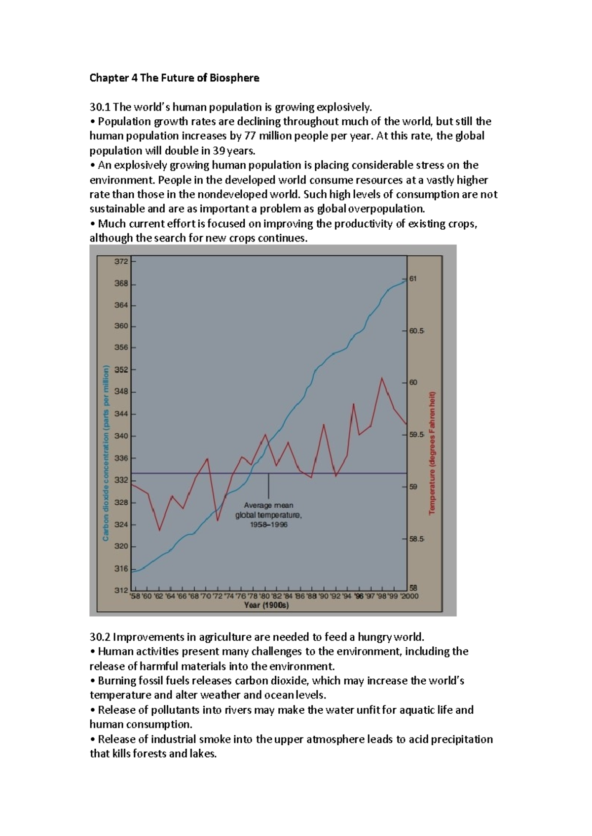 BIOL 30 Summary Ch4 - Chapter 4 The Future of Biosphere 30 The world’s ...
