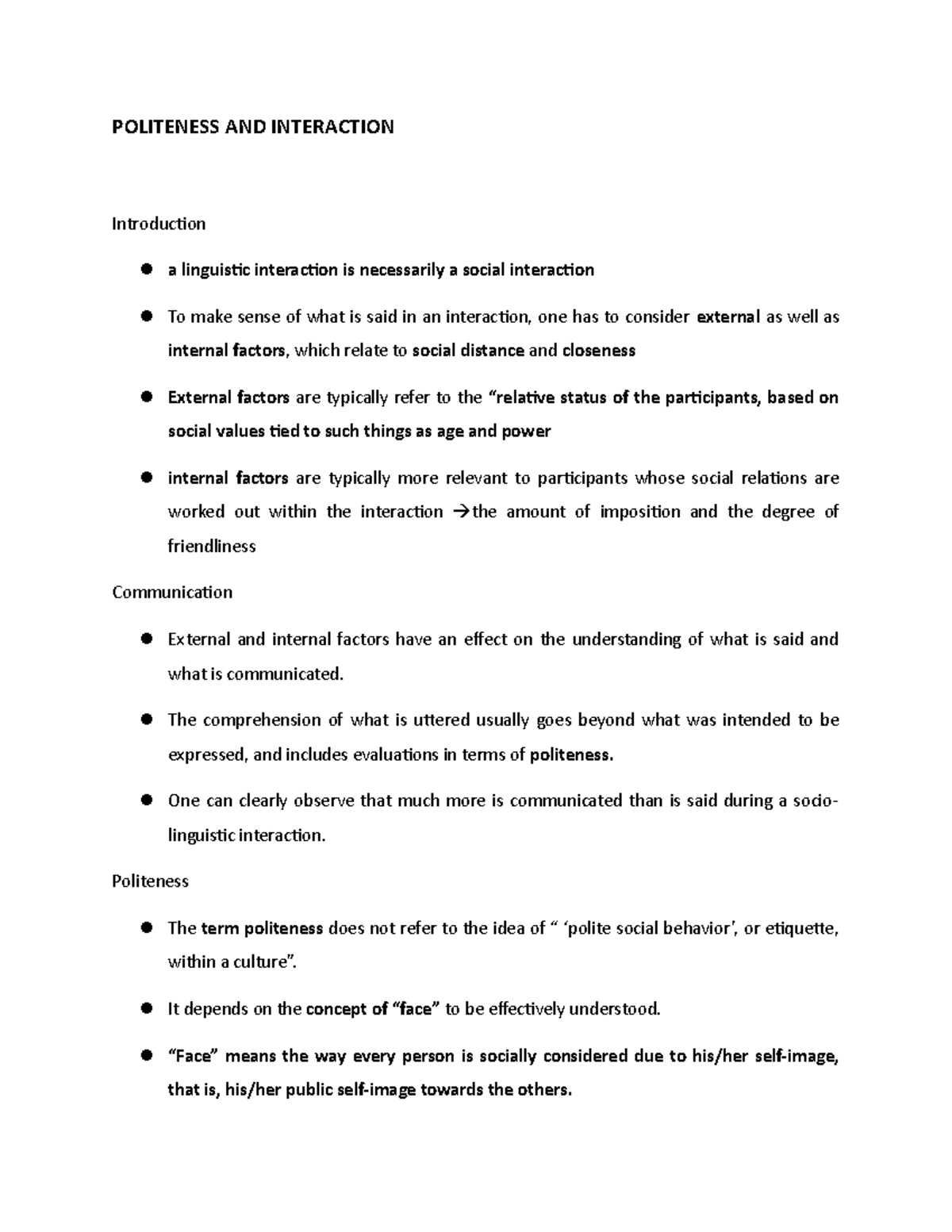 Politeness AND Interaction - POLITENESS AND INTERACTION Introduction a ...