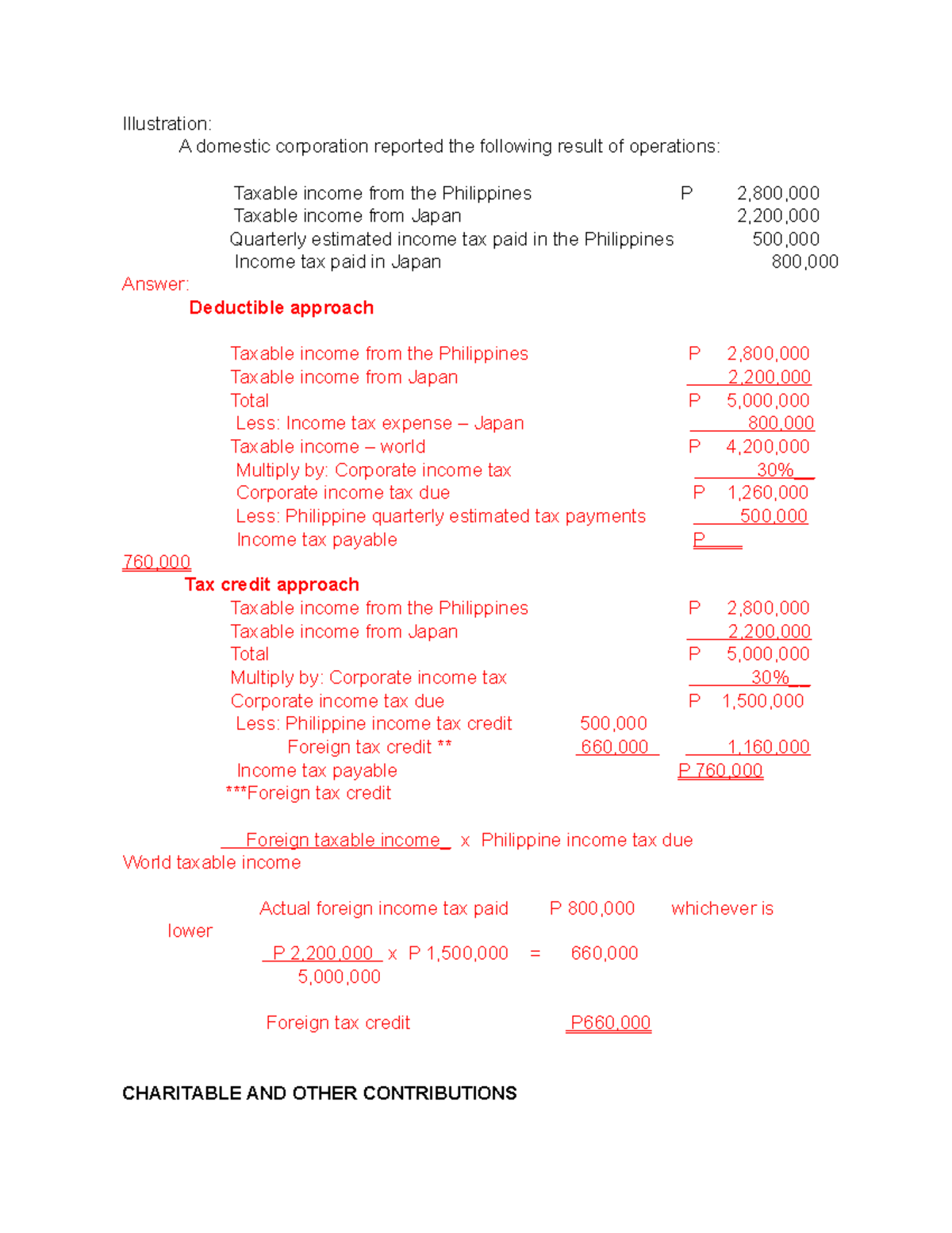 Income Taxation- Lecture Notes-14 - Illustration: A domestic ...