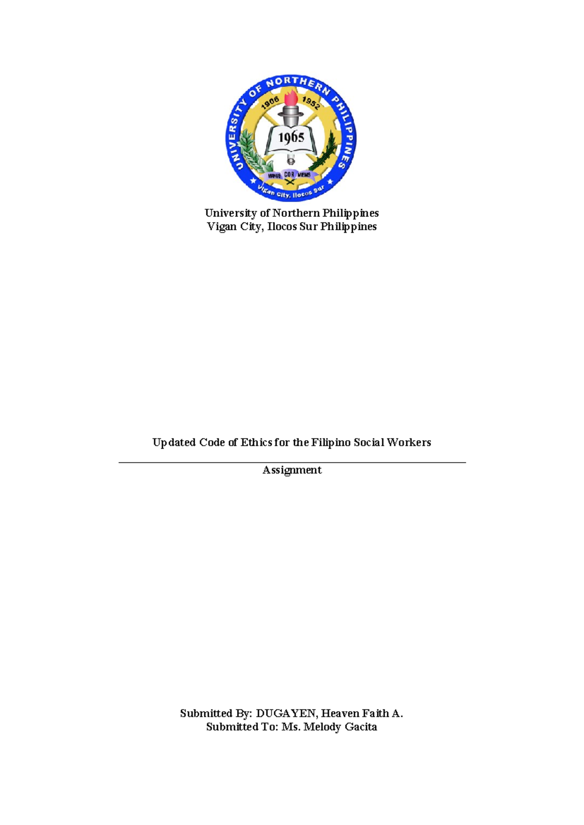 Heavs - Code of Ethics - University of Northern Philippines Vigan City ...