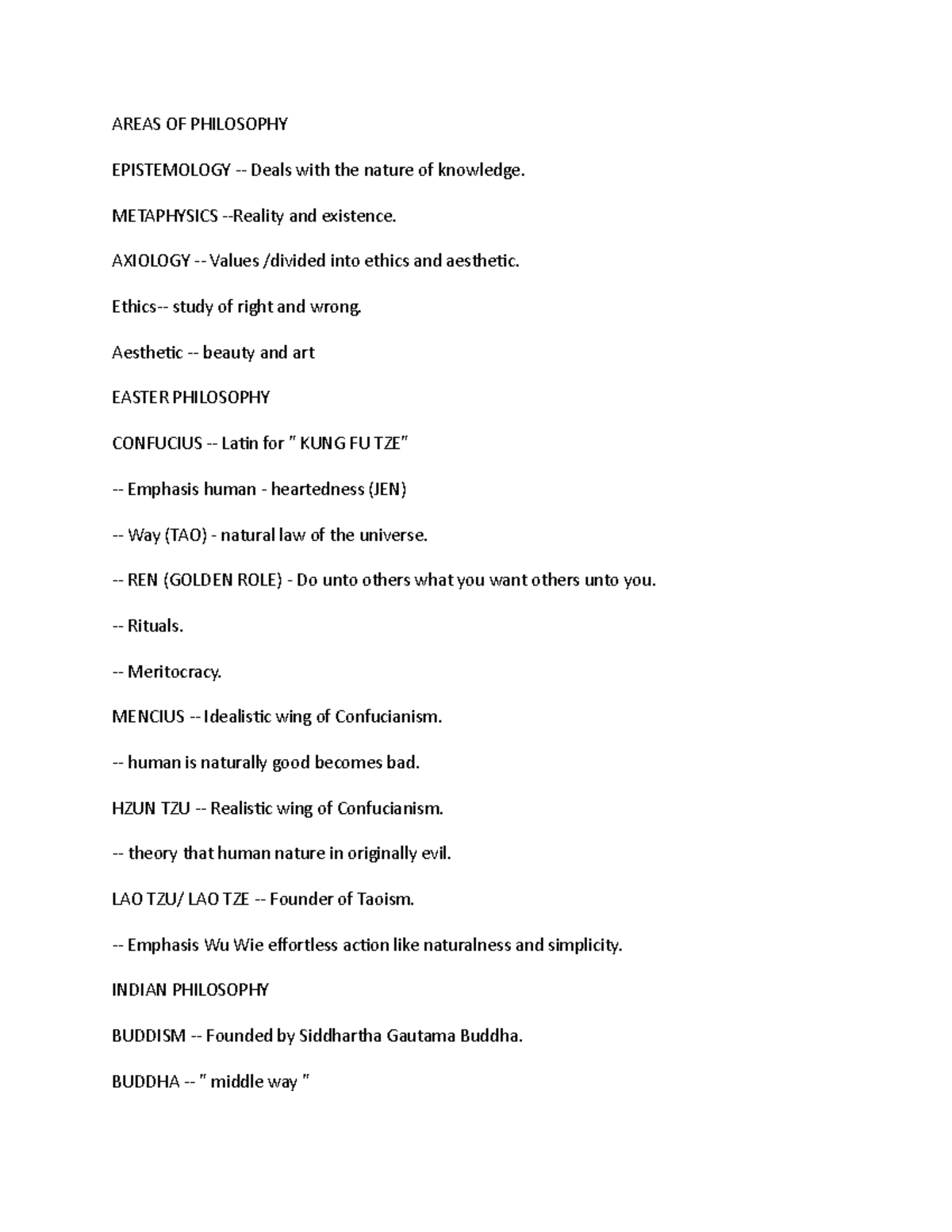 Areas OF Philosophy - AREAS OF PHILOSOPHY EPISTEMOLOGY - Deals with the ...