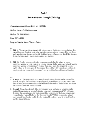 D081 Task 2 - Task breakdown and completed assignment - Task 2 ...