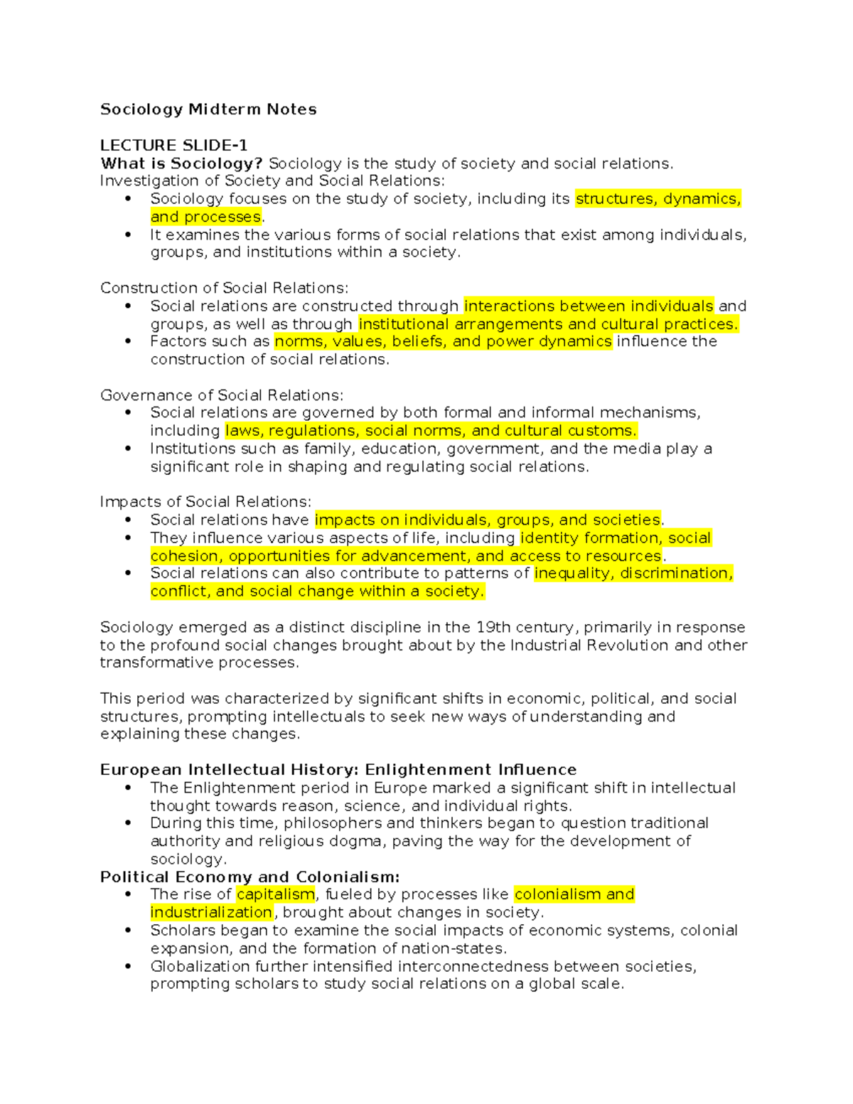 Sociology Midterm Notes - Sociology Midterm Notes LECTURE SLIDE- What ...