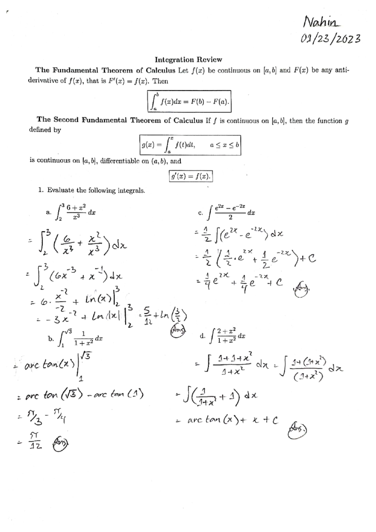 Integration Revision - Are you looking for problems that challenge you ...