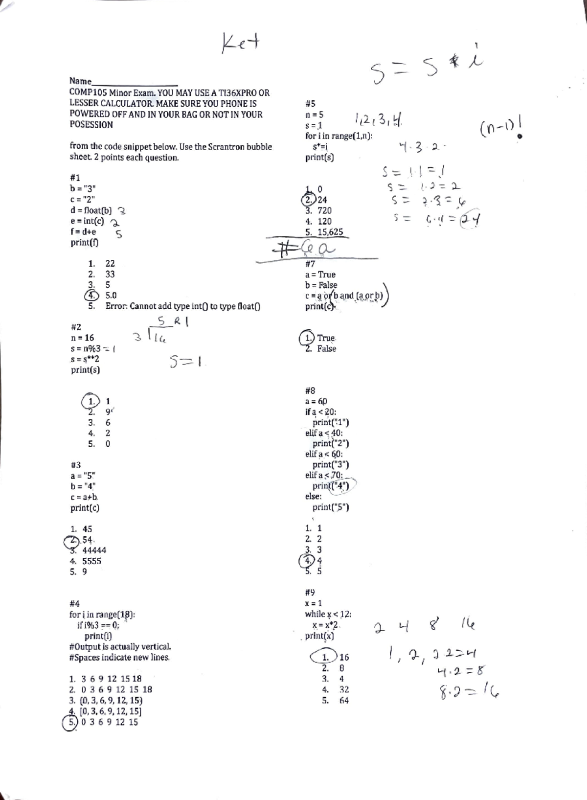 practice questions - COMP105 - Studocu