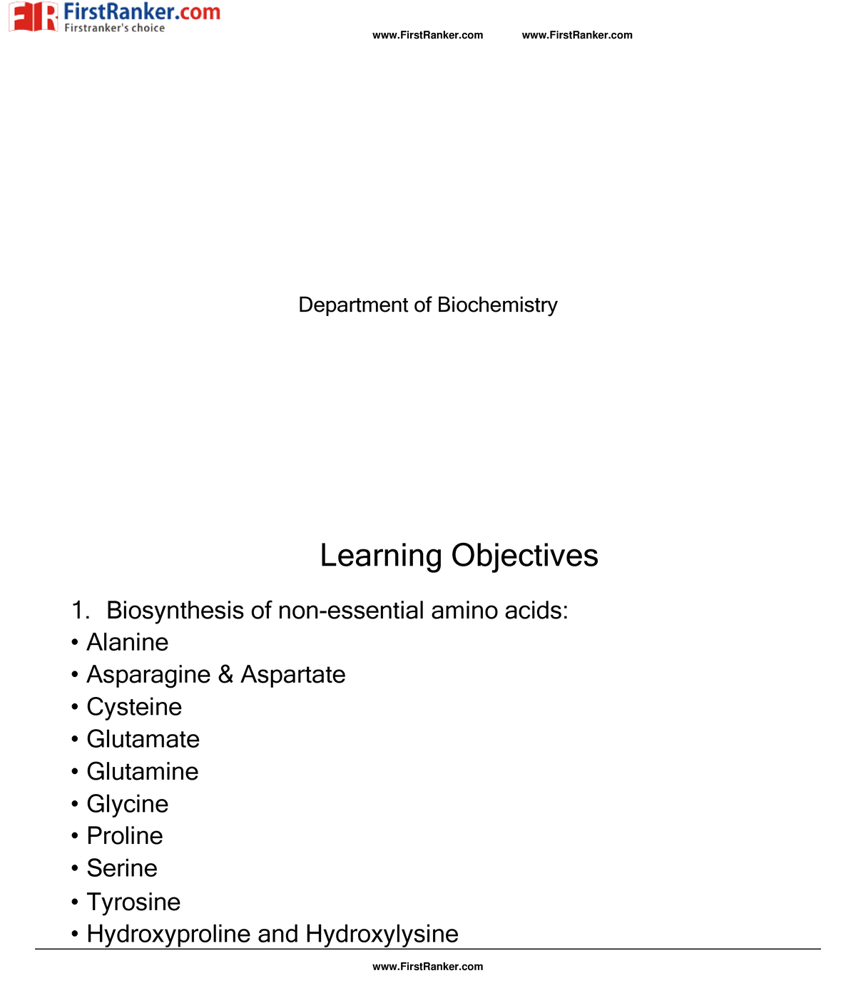 MBBS Biochemistry Notes Topic WISE Biosynthesis - FirstRanker ...