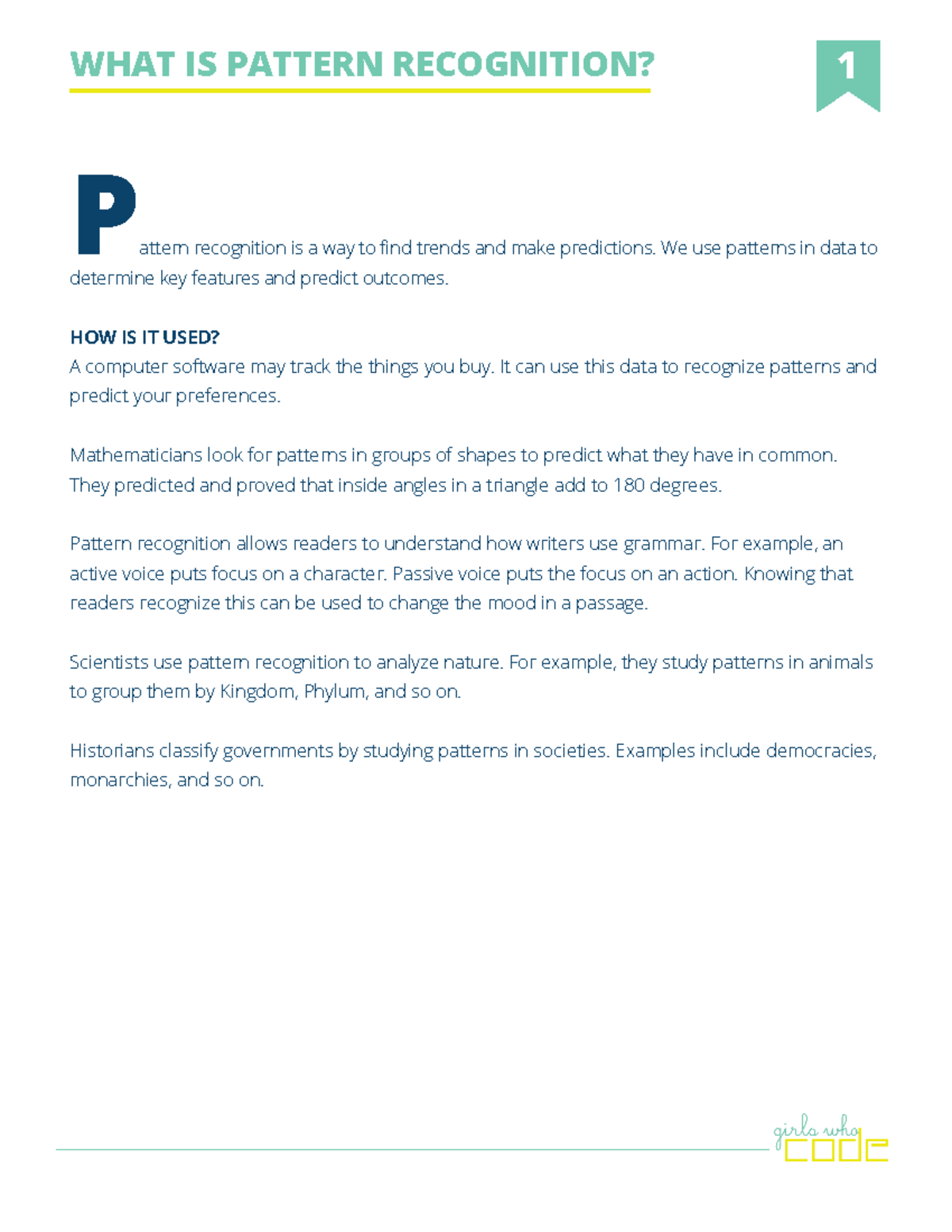 Topic for subject English 8- Pattern Recognition-Worksheet - WHAT IS ...