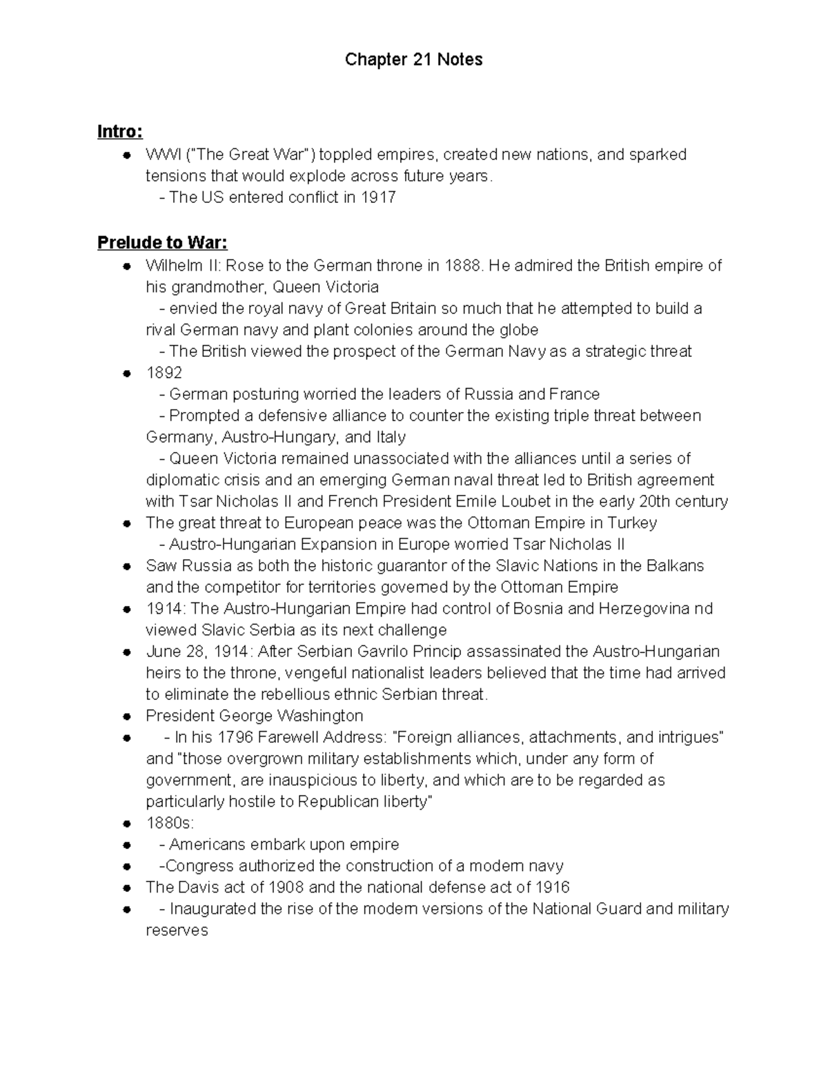 Ch. 21 Notes - Chapter 21 Notes Intro: WWI (“The Great War”) toppled ...