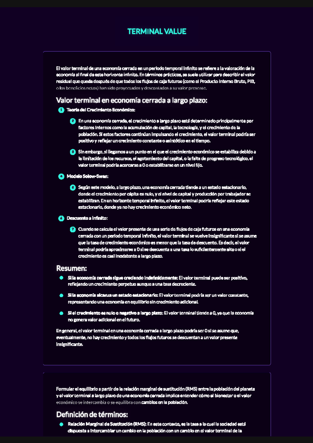 Terminal Value Equity Solution - TERMINAL VALUE El valor terminal de ...