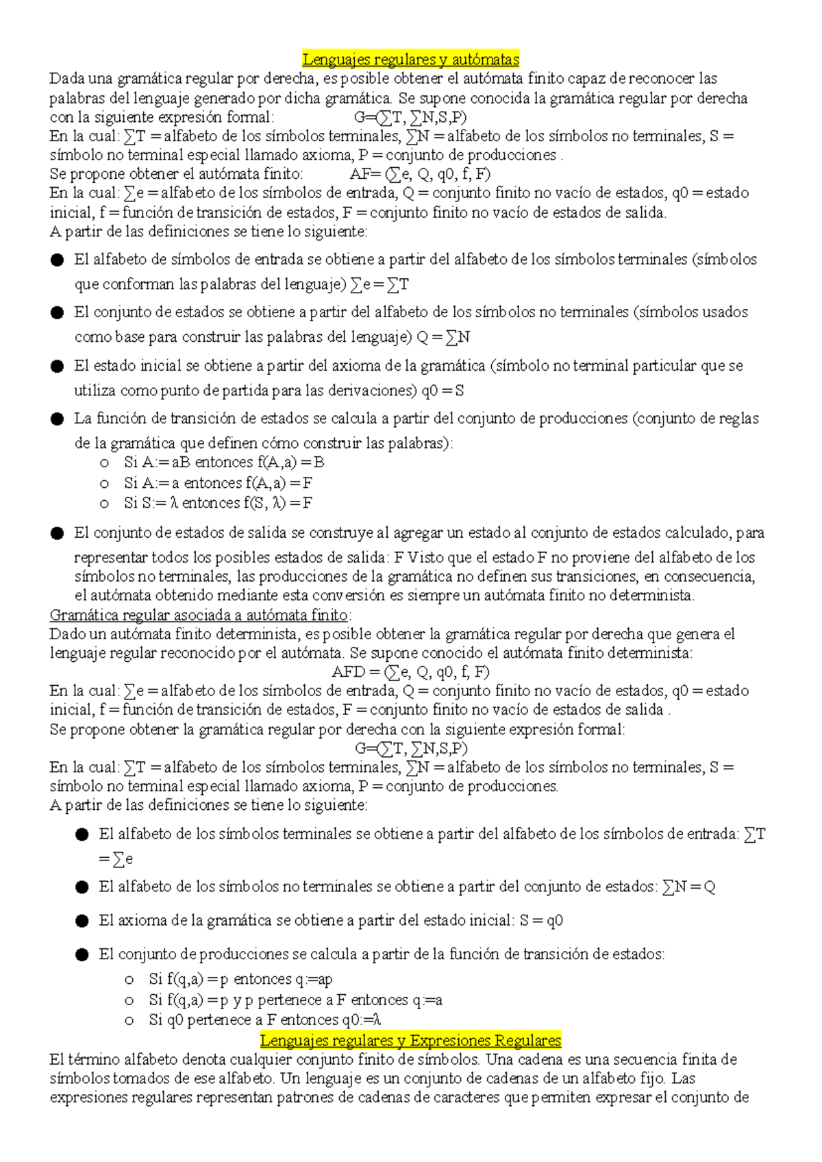 Lenguajes formales M3 y M4 - resumen - Lenguajes regulares y autómatas ...