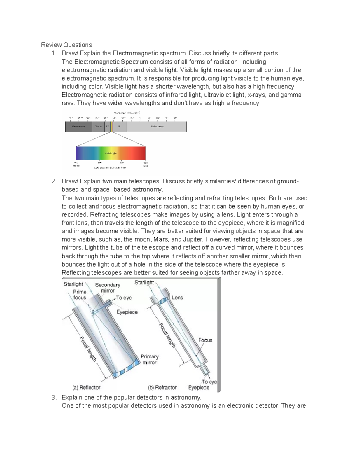 Astronomy Notes 4 - Review Questions 1. Draw/ Explain the ...