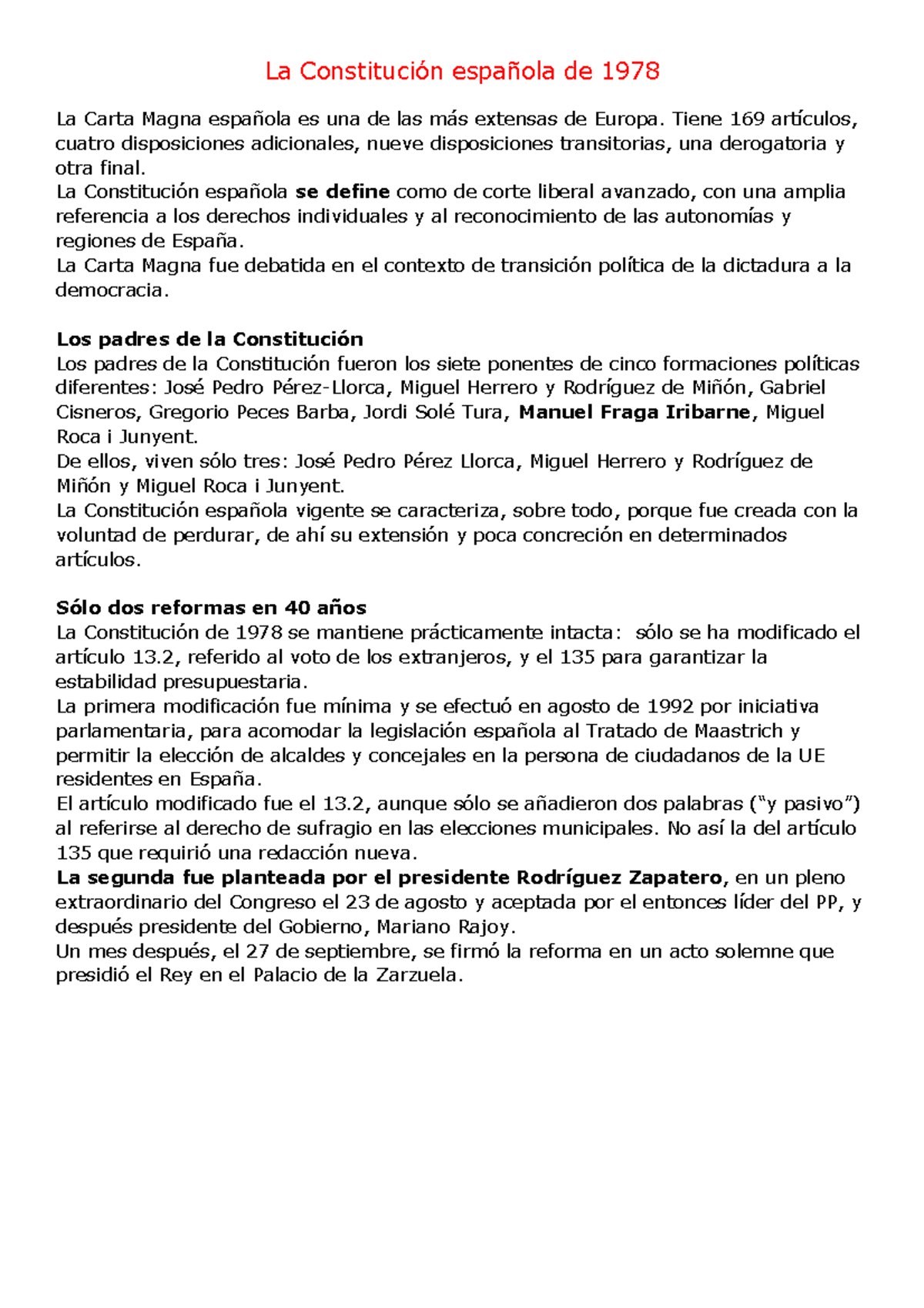 La Constitucion espanola de 1978 - La Constitución española de 1978 La ...