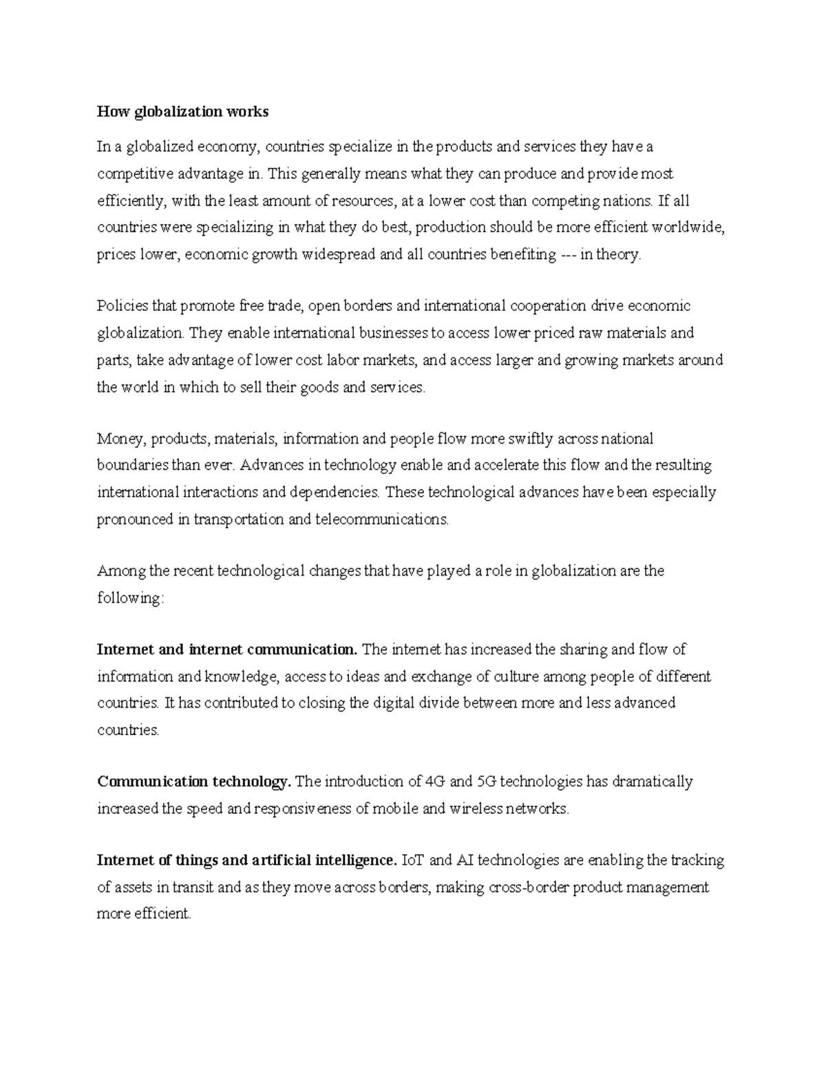 Topic 2 - Contemporary World - How globalization works In a globalized ...