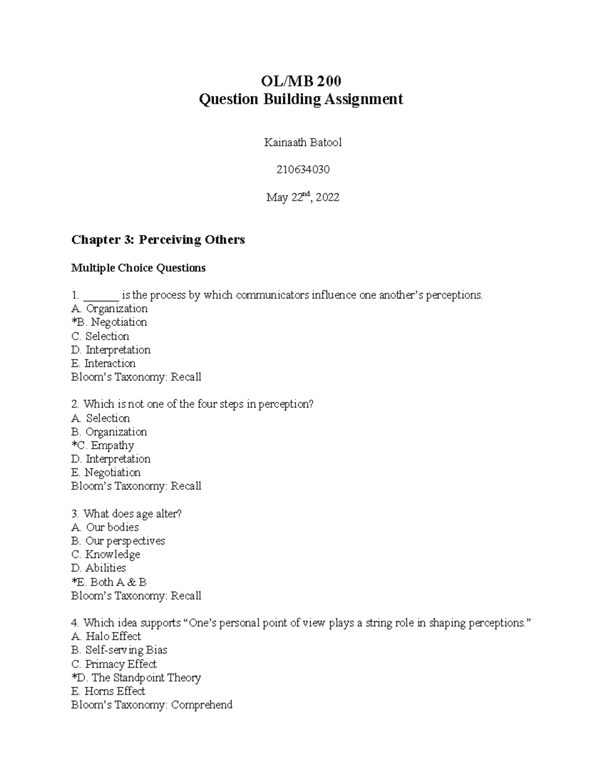WLU - OL-MB 200 - Template - Question Building Assignment - OL/MB 200 ...