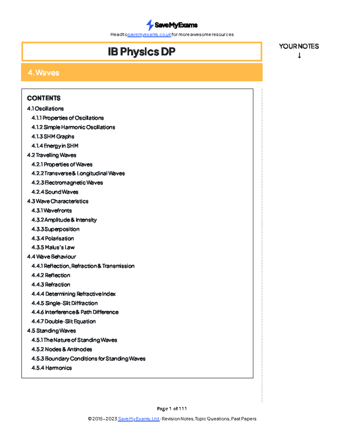 4 - Tema 4: Física Hl IB - Page 1 of 111 IB Physics DP 4. Waves ...