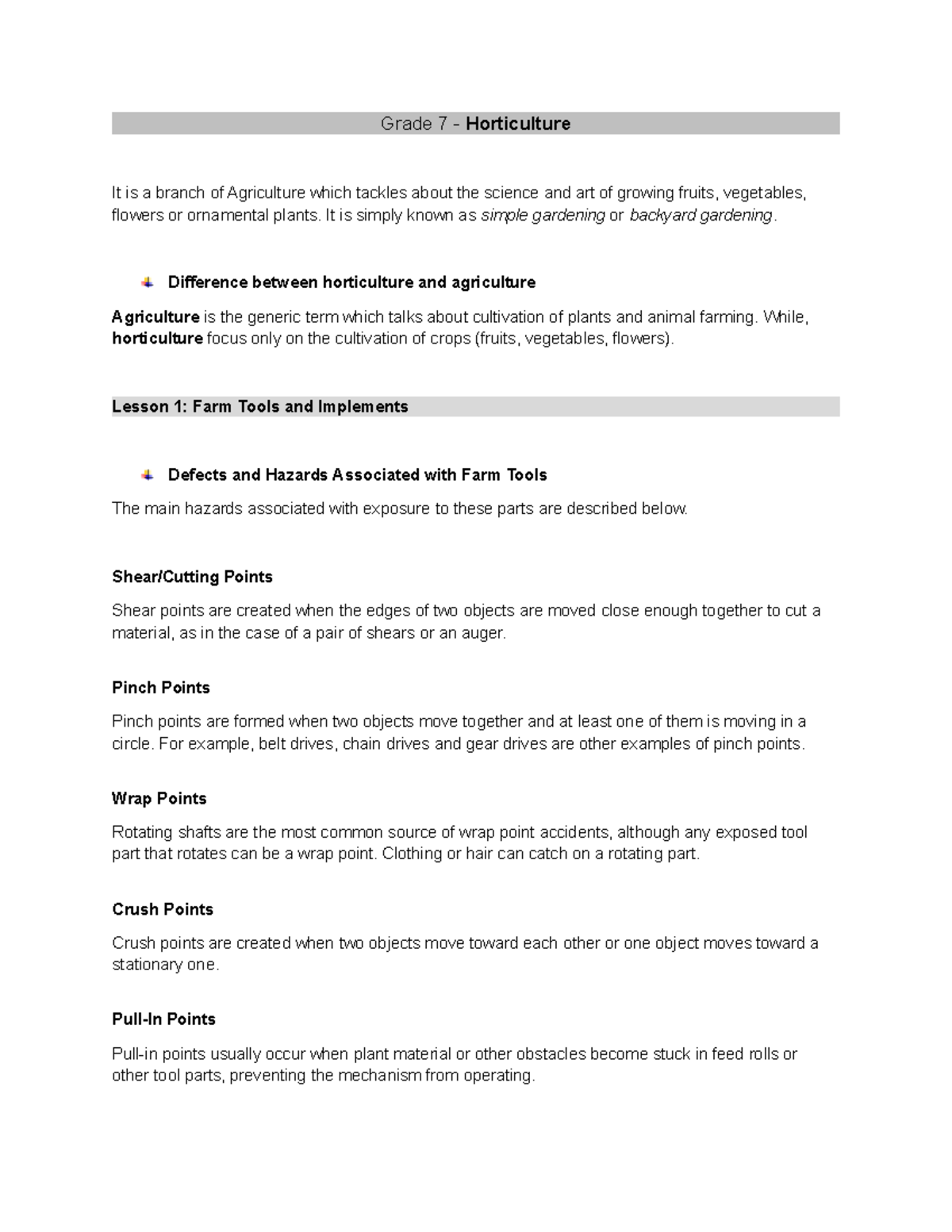 Grade 7 Horticulture - Horticu;ture - Grade 7 - Horticulture It is a ...