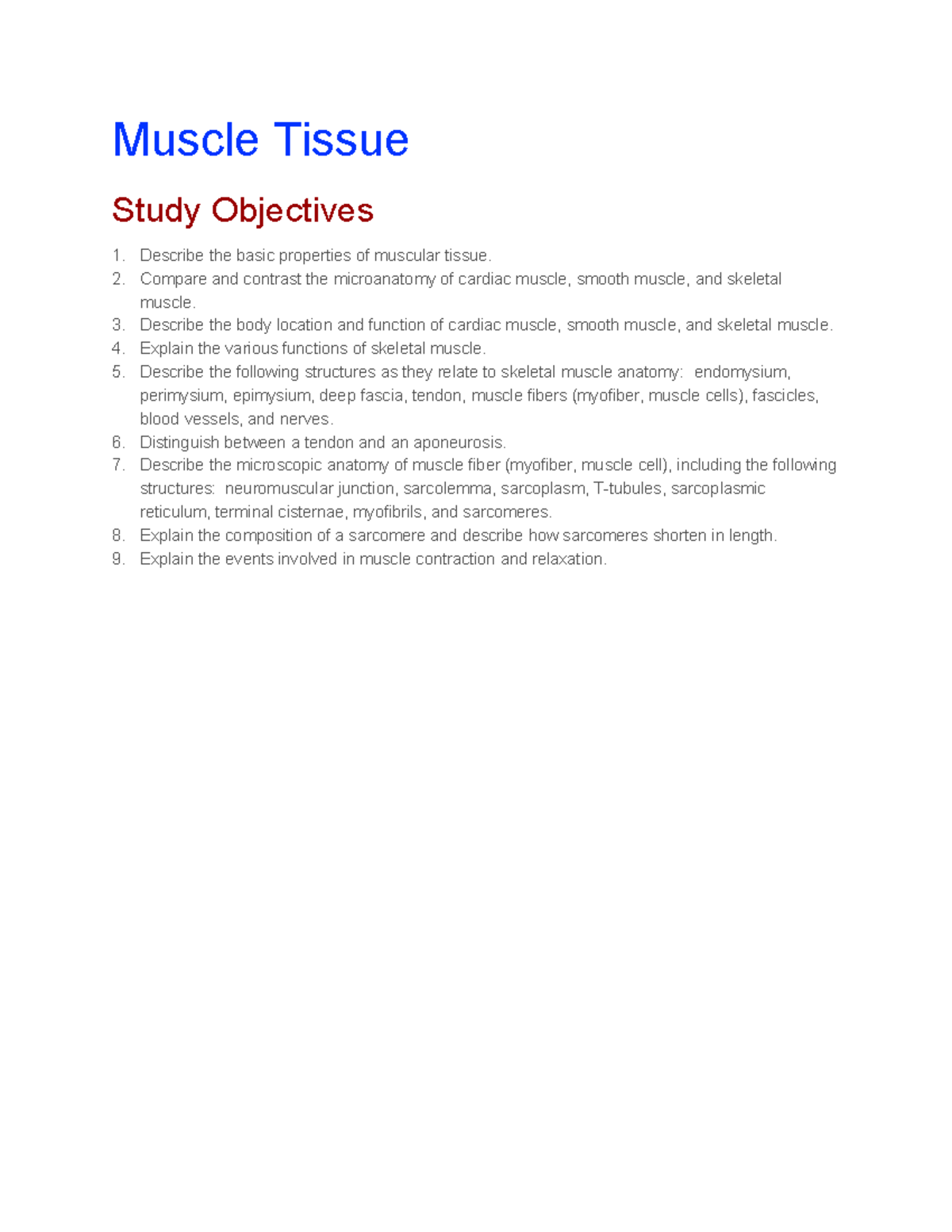 08-Muscle Tissue - chapter 8 slides - Muscle Tissue Study Objectives 1 ...