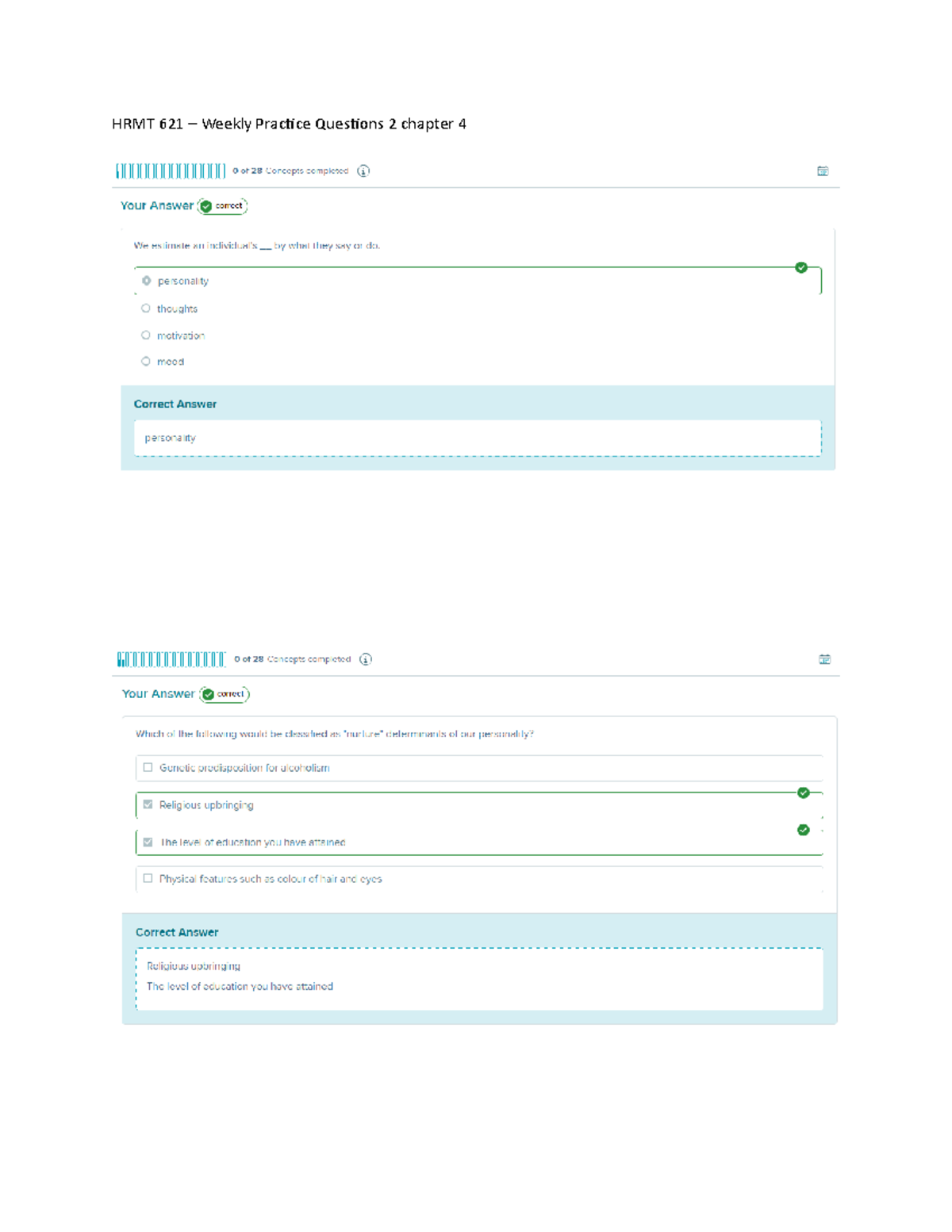 Weekly Practice Questions 2- C4 part 1 - HRMT 622 - HRMT 621 – Weekly Practice Questions 2 ...