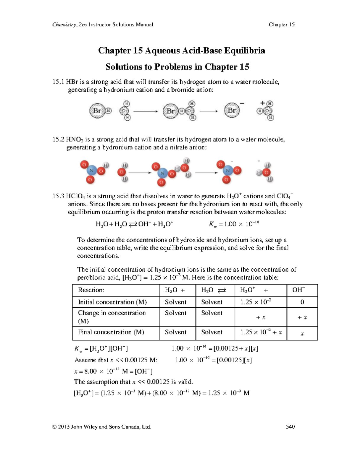 Chapter 15 Solutions - Chapter 15 Aqueous Acid-Base Equilibria ...