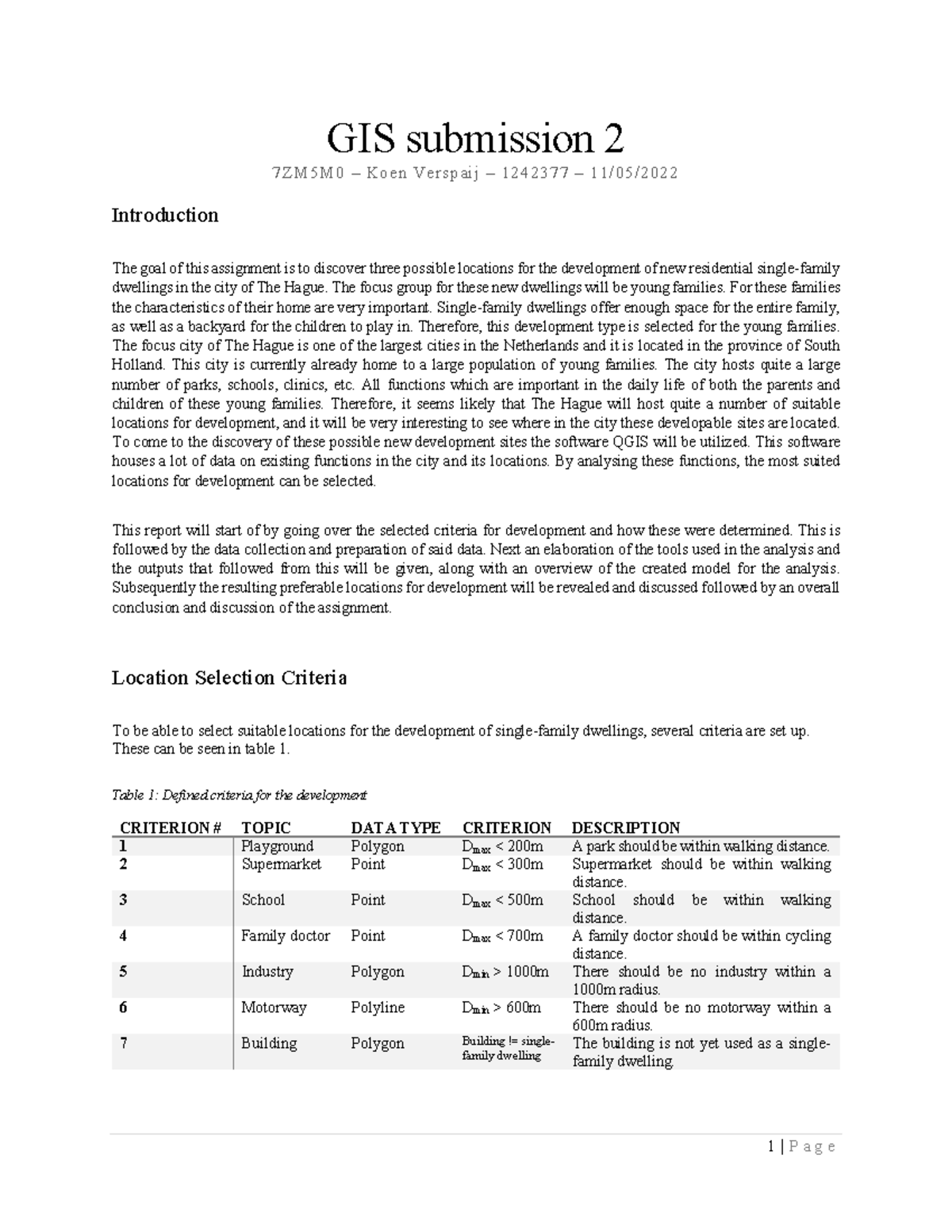 GIS-Report Student 1242377 - GIS submission 2 7ZM5M0 – Koen Verspaij ...