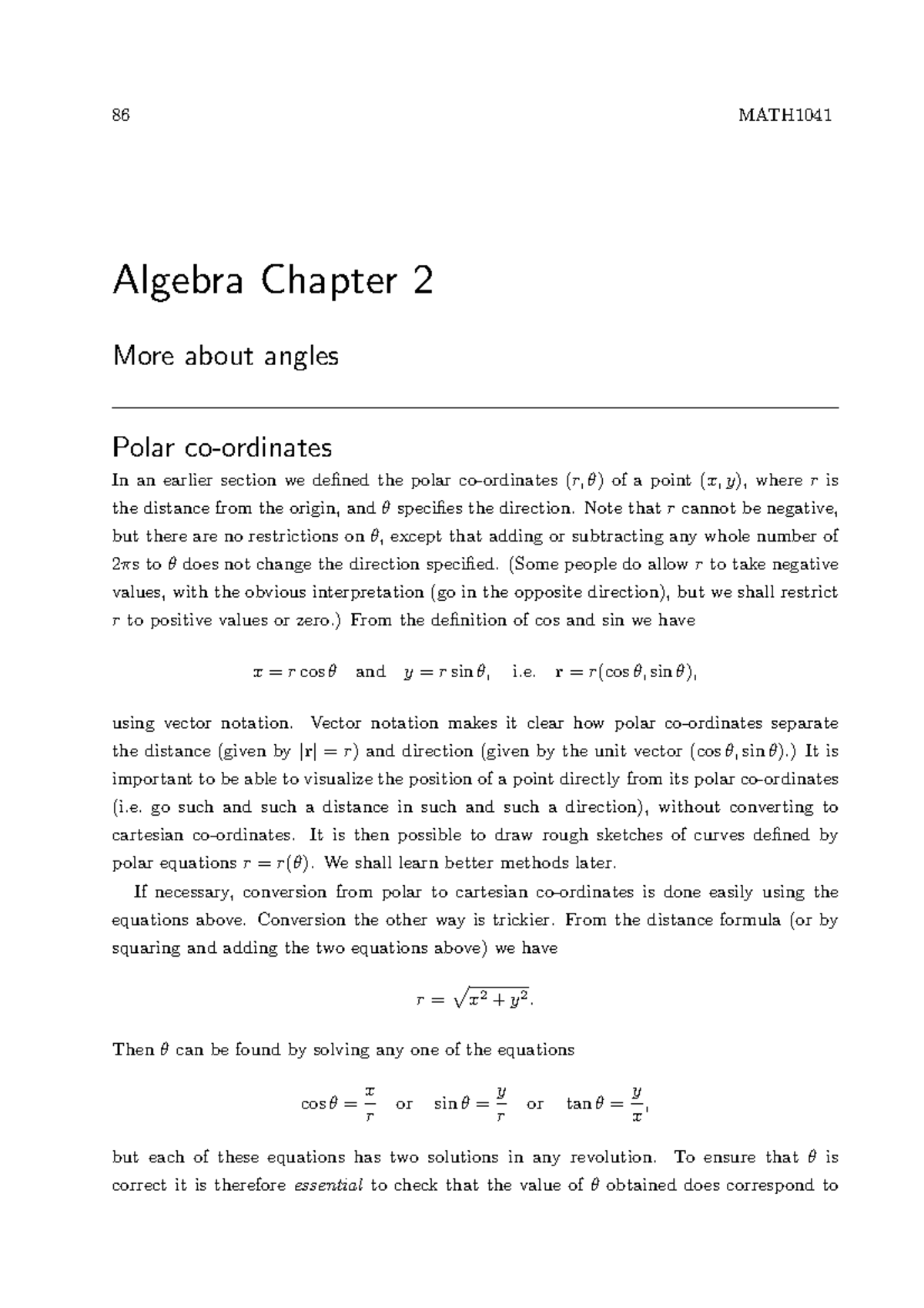 1Aux Alg 2 - Points and vectors in a plane notes - 86 MATH Algebra ...