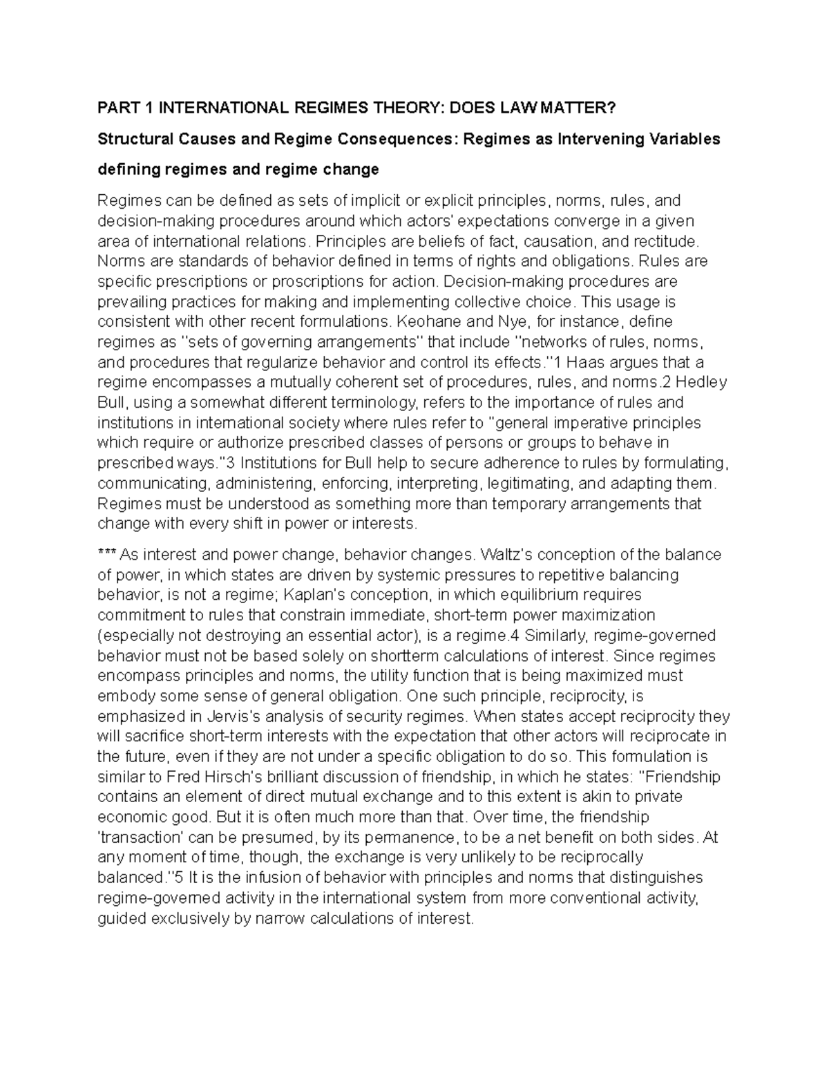 Module 1 International Regimes Theory - PART 1 INTERNATIONAL REGIMES ...