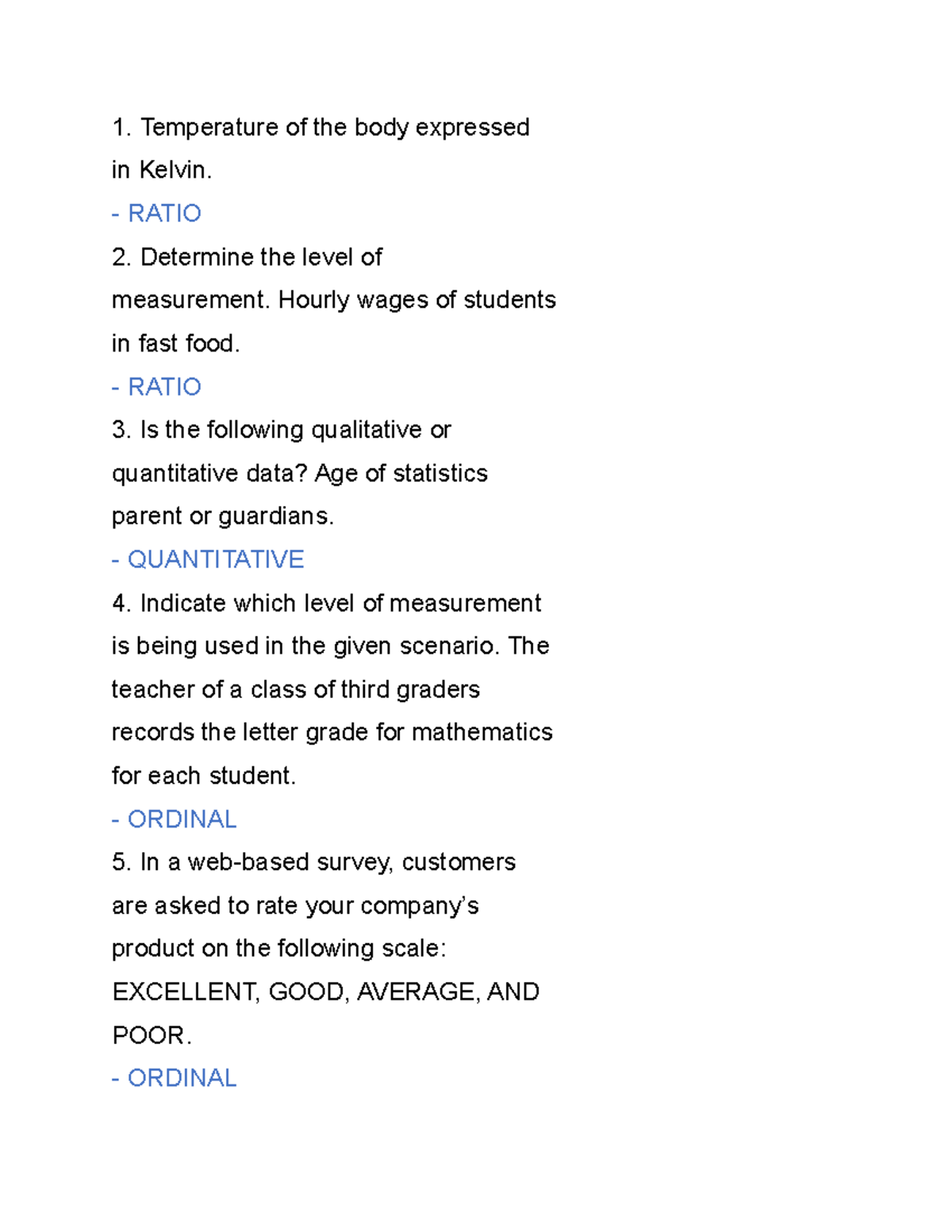 Prelim 3 - Temperature of the body expressed in Kelvin. RATIO Determine ...
