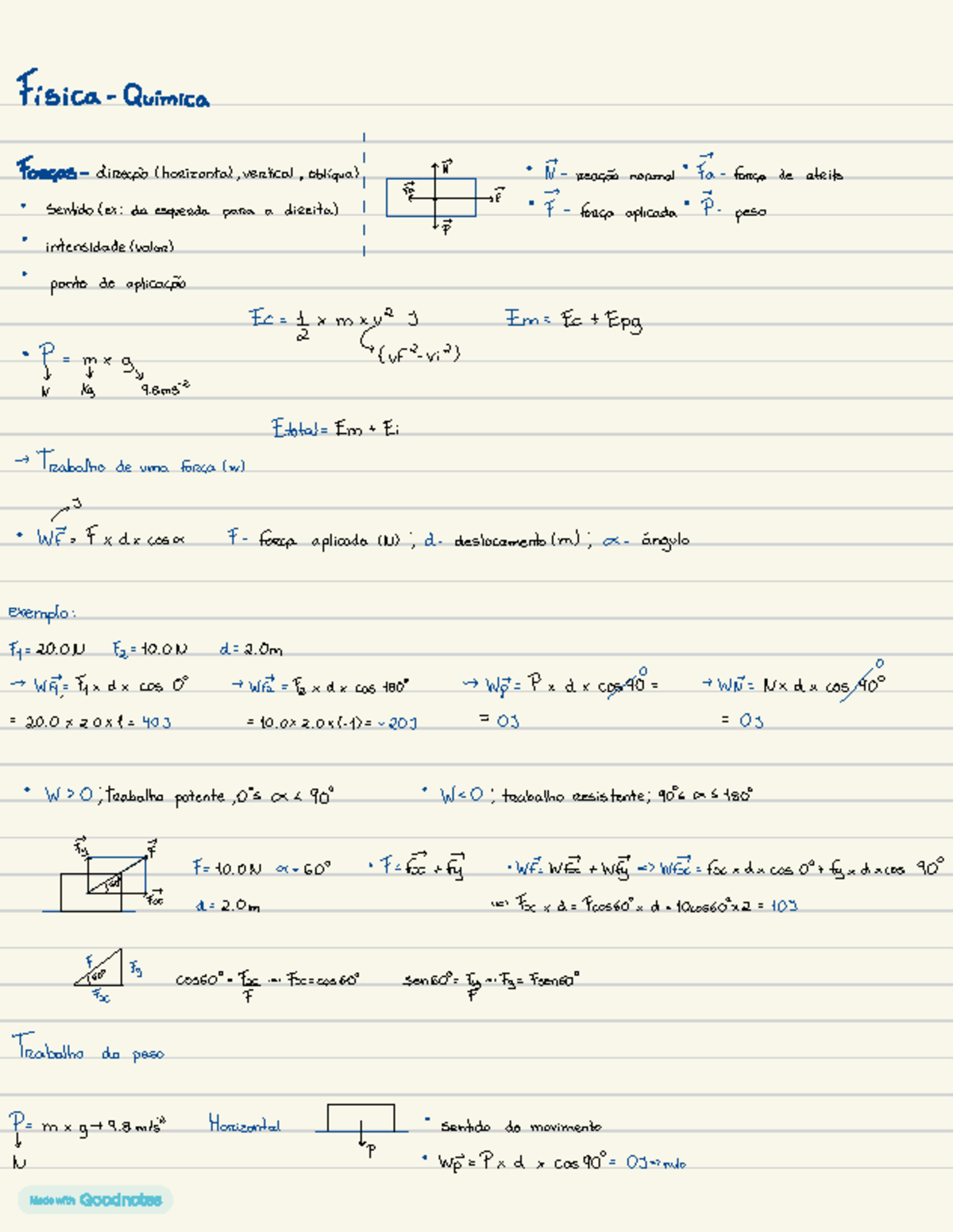 Resumos de física - Fisica-Quimica I I a > Forças - direção (horizontal ...