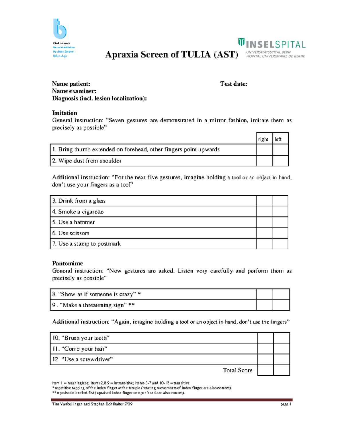 Apraxia screen of tulia ast - Apraxia Screen of TULIA (AST) Tim ...
