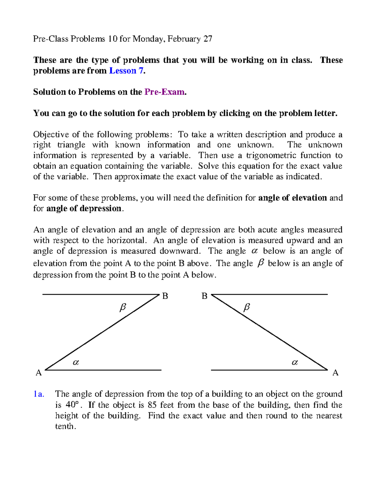 Problems 10MWF - Pre-Class Problems 10 for Monday, February 27 These ...