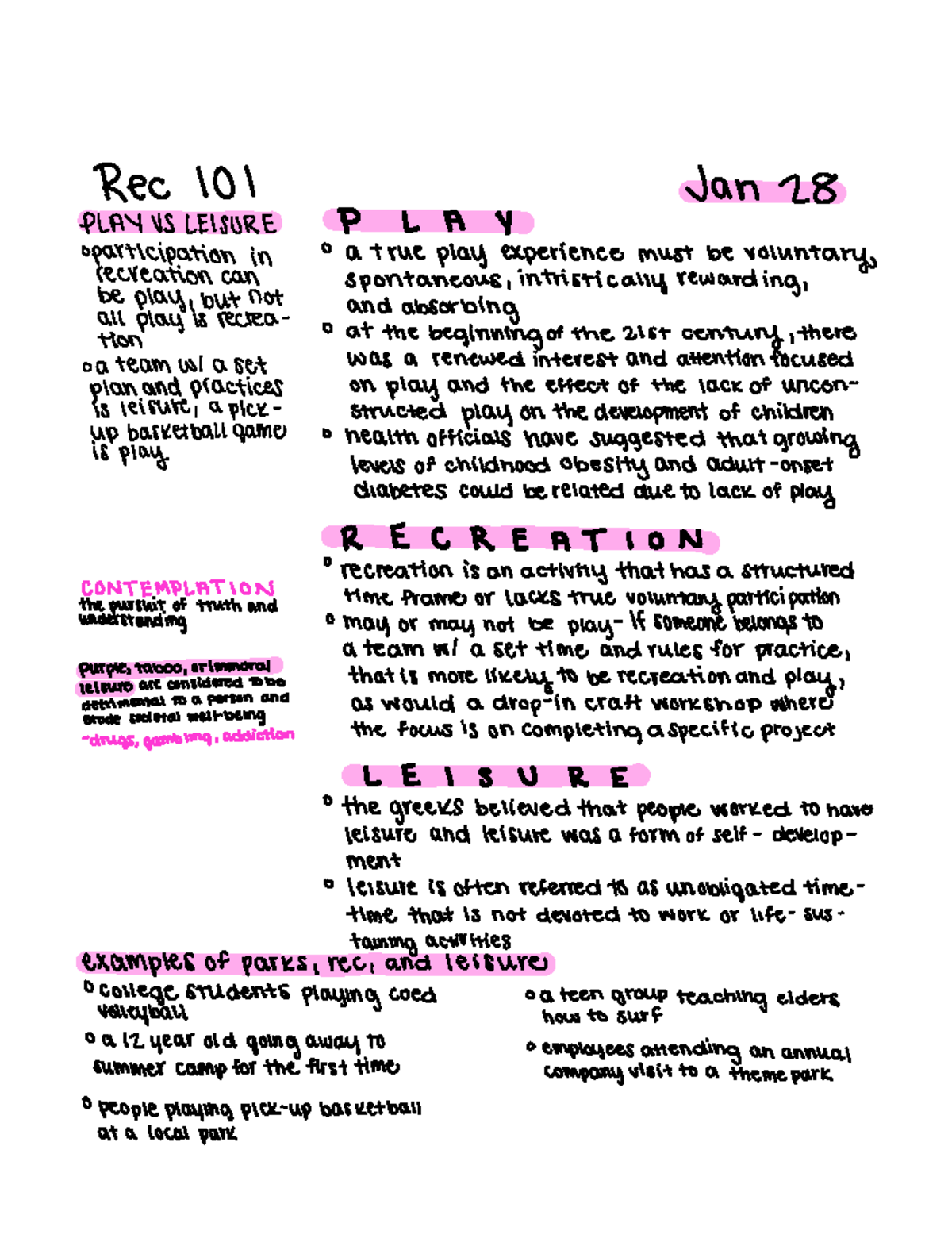 Chapter 1 Introduction to Recreation+ Definitions - REC 101 - Studocu