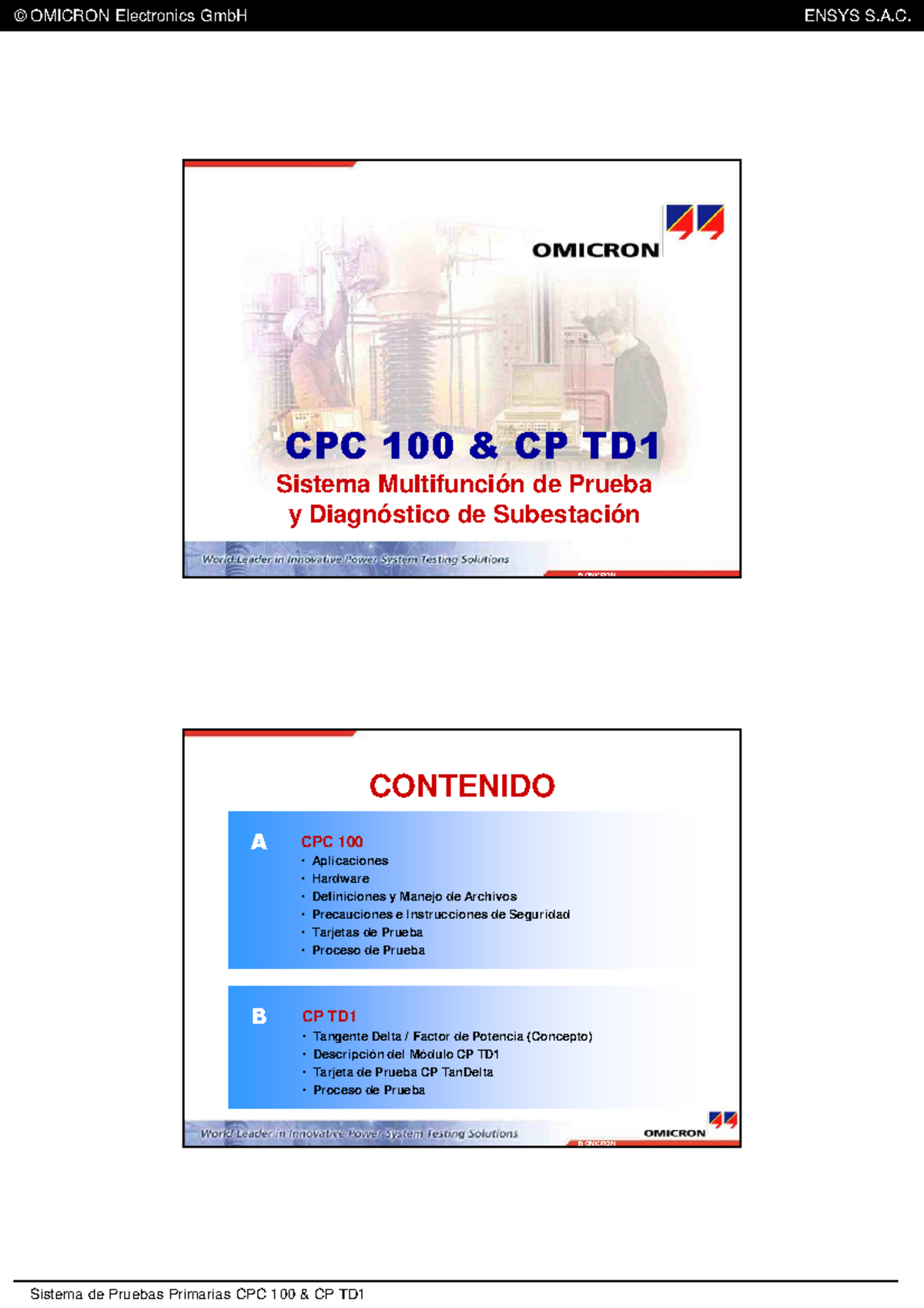 Entrenamiento CPC100 CP TD1 Modo de comp - © OMICRON CPC 100 & CP TD ...