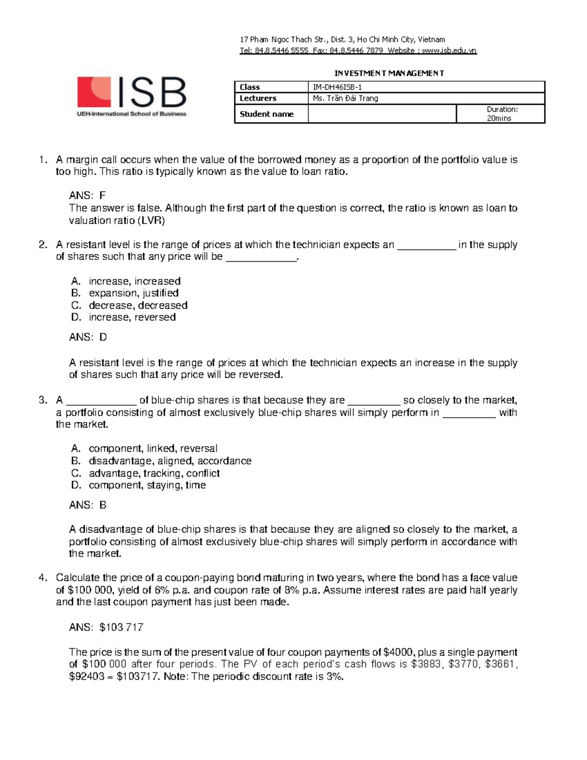 TEST 5 Answer KEY A Margin Call Occurs When The Value Of The Borrowed TEST 5 Answer KEY A Margin Call Occurs When The Value Of The Borrowed