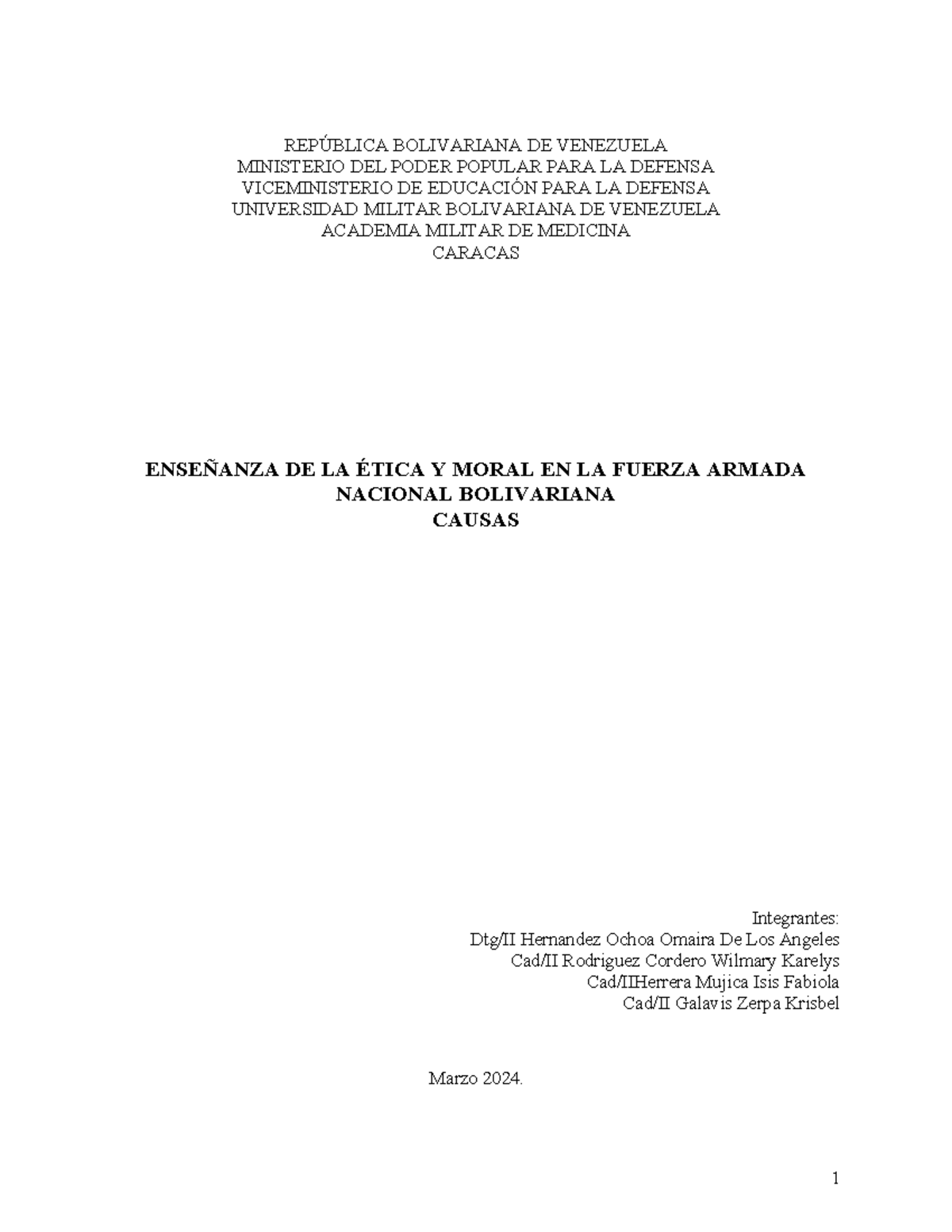 Moral Y Etica; Causas - REPÚBLICA BOLIVARIANA DE VENEZUELA MINISTERIO ...