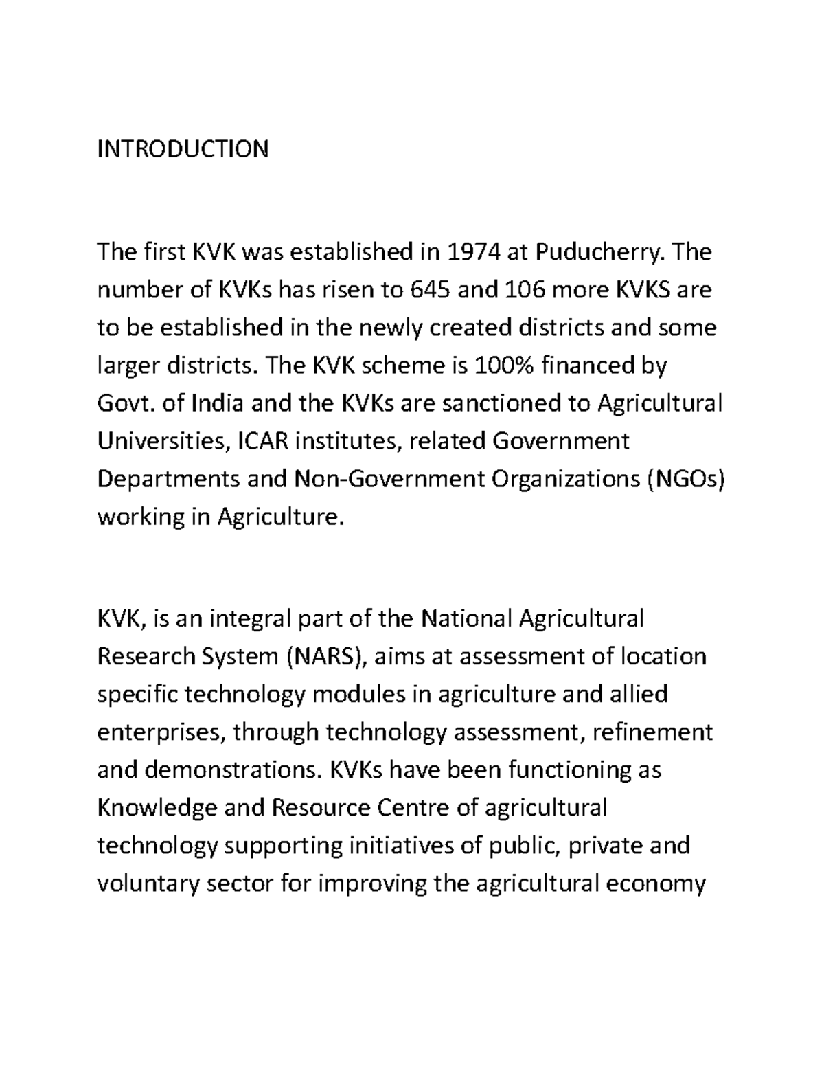 Kvk pdf - unit attachment - INTRODUCTION The first KVK was established ...