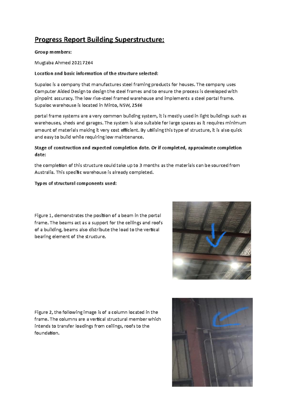Progress Report Building Superstructure - The company uses Computer ...