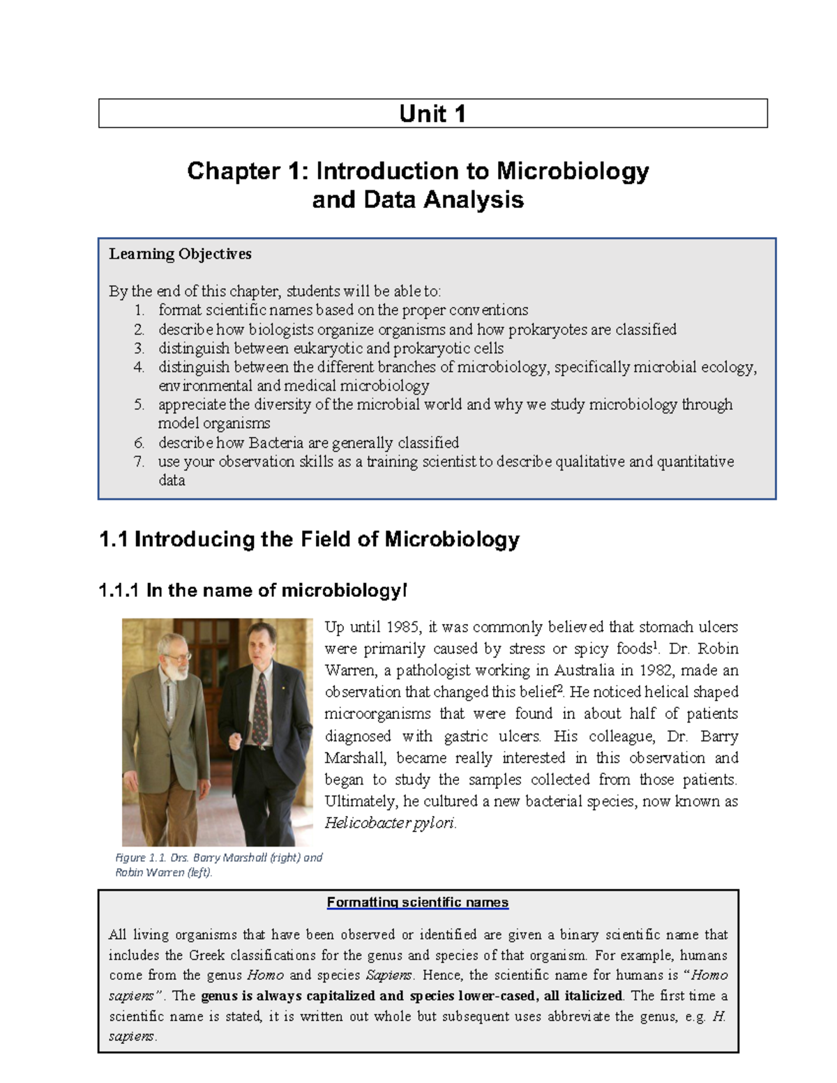 MICB211 etext Chap1 - chapter 1 - Unit 1 Chapter 1 Page 1 Unit 1 Chapter 1: Introduction to ...