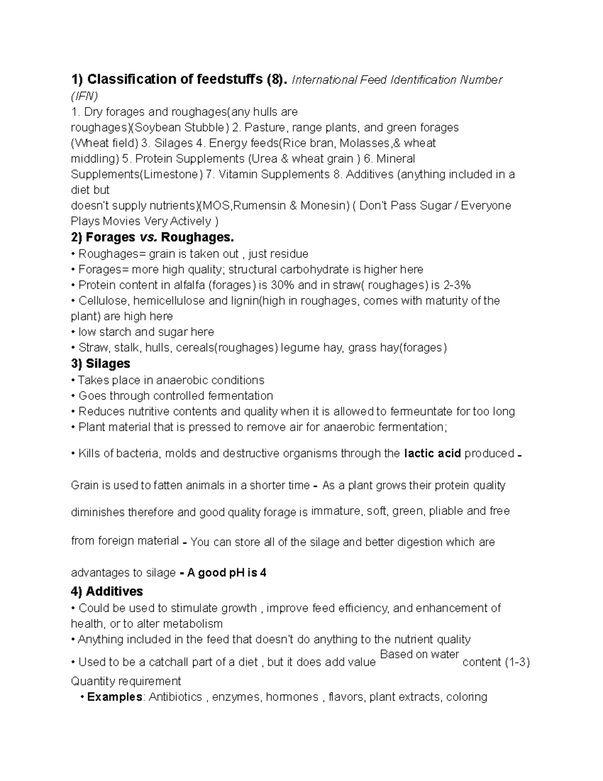 Exam 2 - study guide for chapter 2 of feeds - 1) Classification of ...