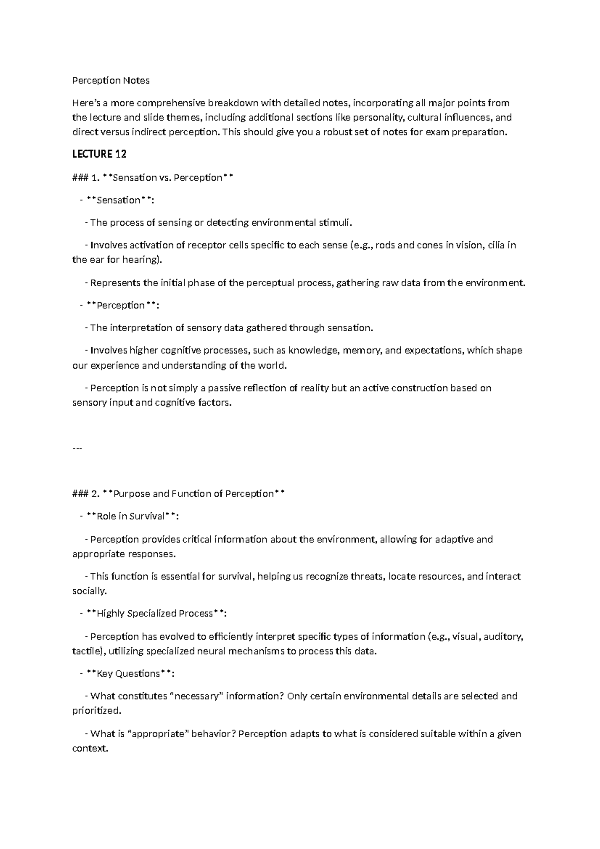 Overview Perception Notes - Perception Notes Here’s a more ...
