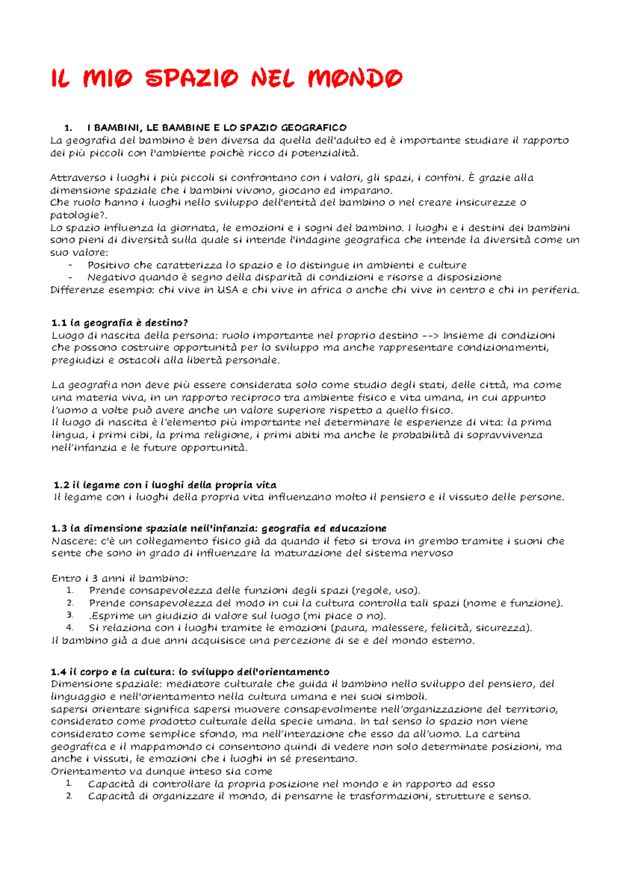 IL MIO Spazio NEL Mondo - riassunto del libro da cui ho studiato e ...