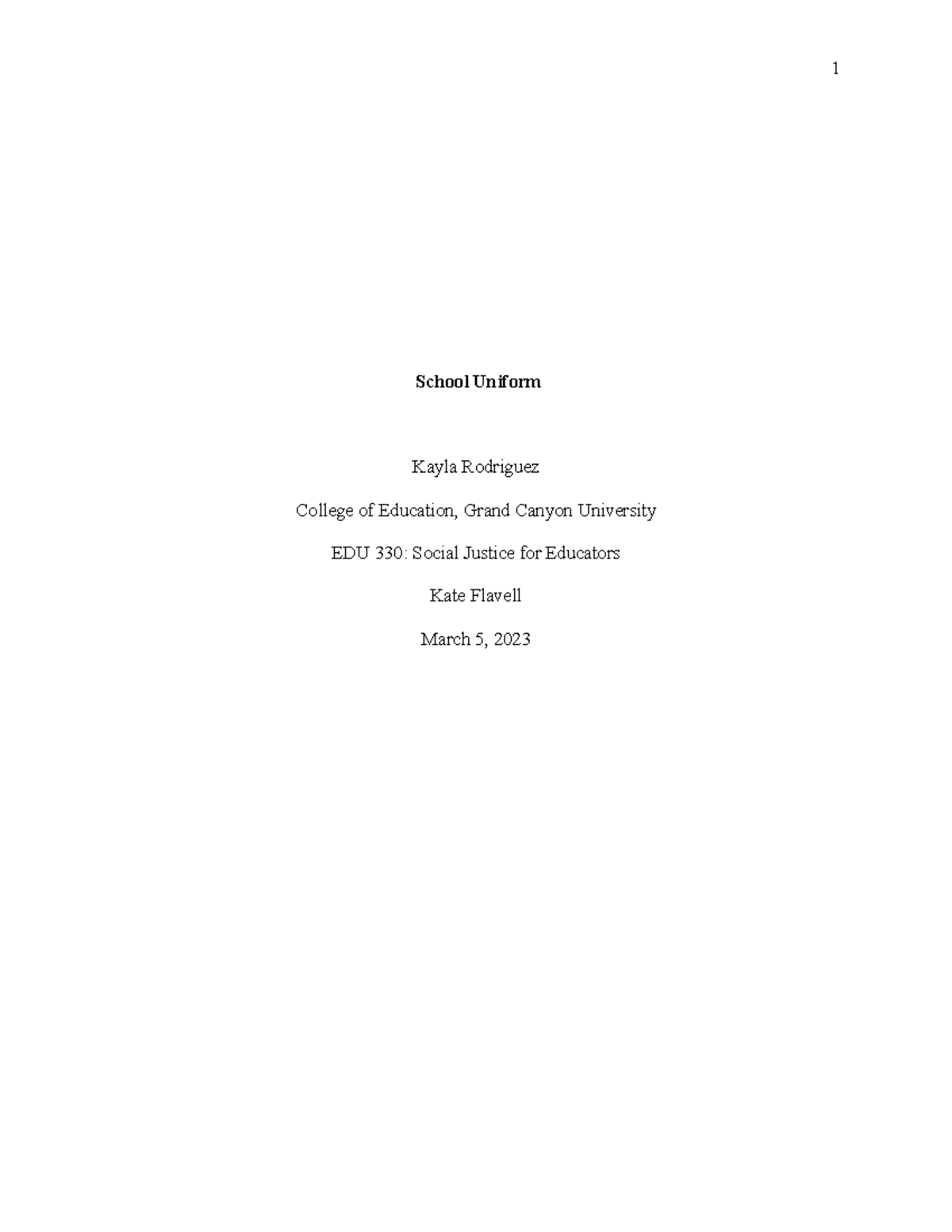 EDU 330 Week 4 Assignment Template 7th Ed (1) - School Uniform Kayla ...