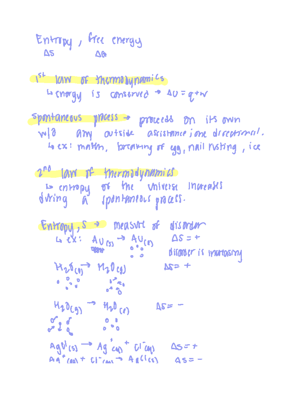 Chp 18- chemical thermodynamics - Entropy free energy AS DG 1st law of ...