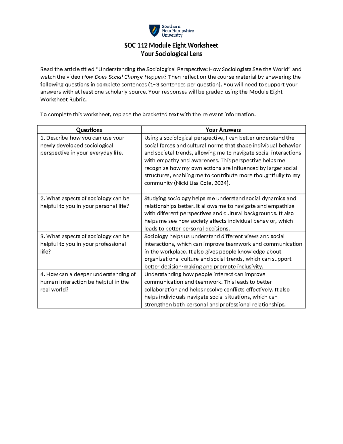 SOC 112 Module Eight Worksheet - SOC 112 Module Eight Worksheet Your ...