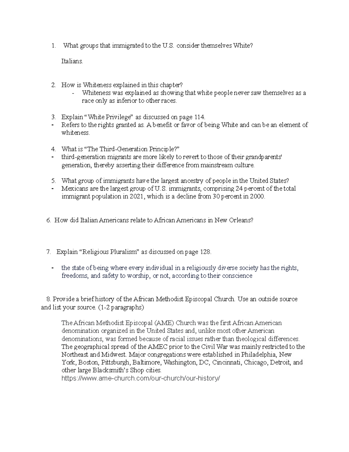 Questions about whiteness - What groups that immigrated to the U ...