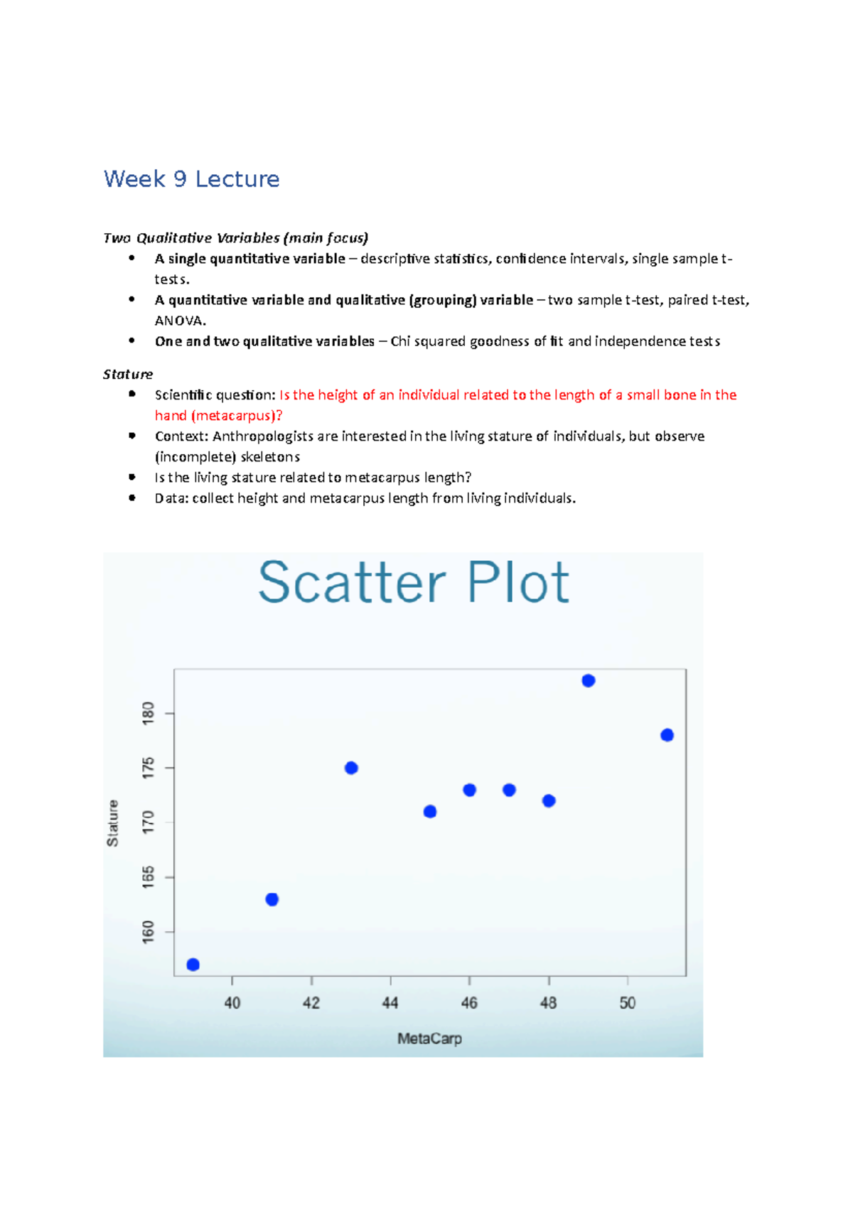 Week 9 Lecture Notes Week 9 Lecture Two Qualitative Variables Main Focus A Single