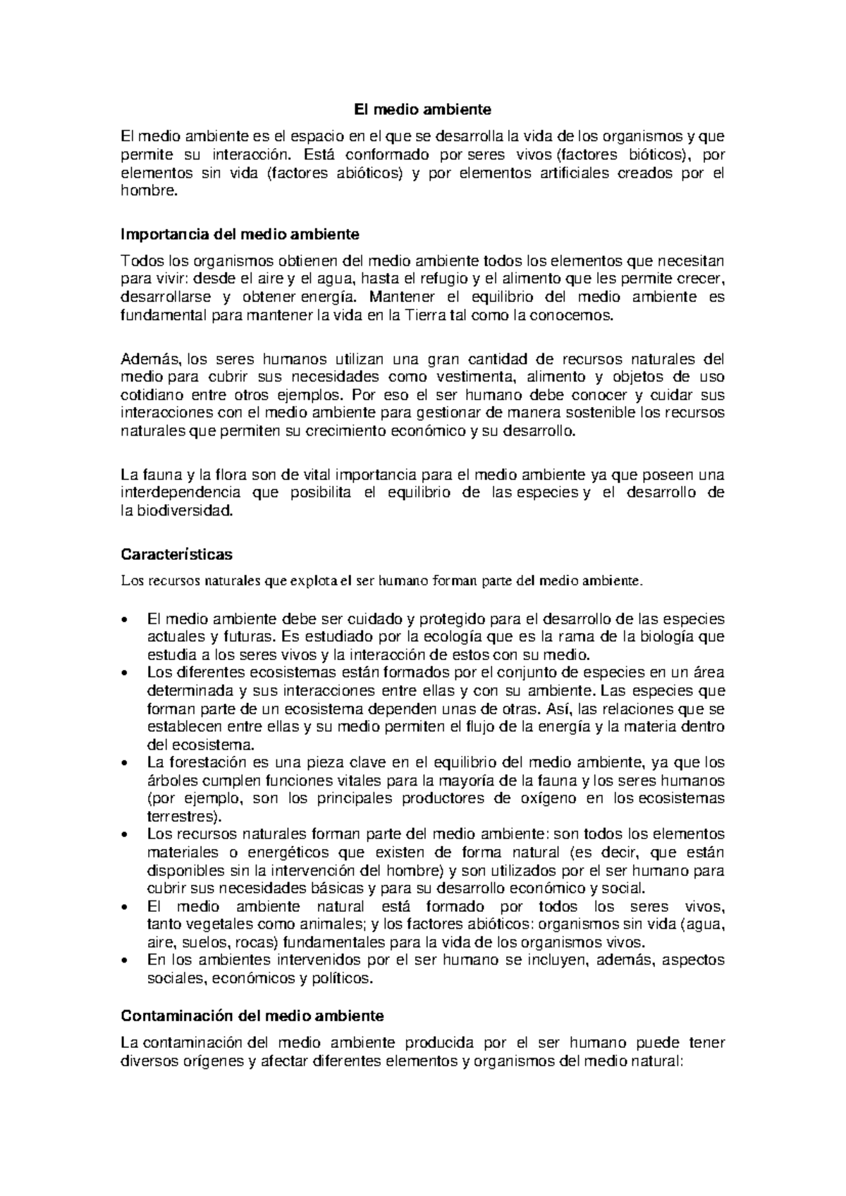 Medio ambiente - Está conformado por seres vivos (factores bióticos ...